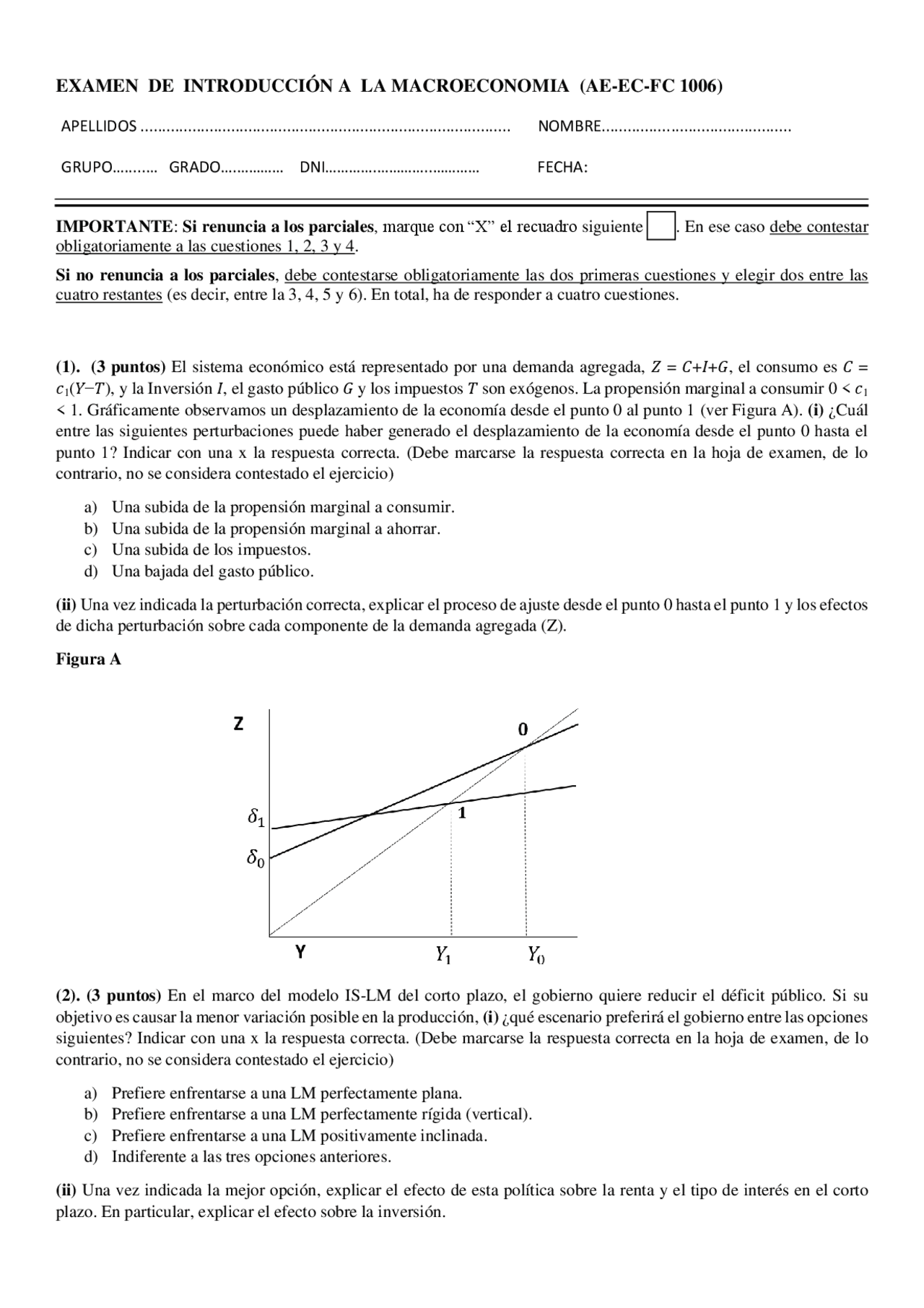 Examen Intro Macroeconomía Exámenes De Macroeconomía Docsity