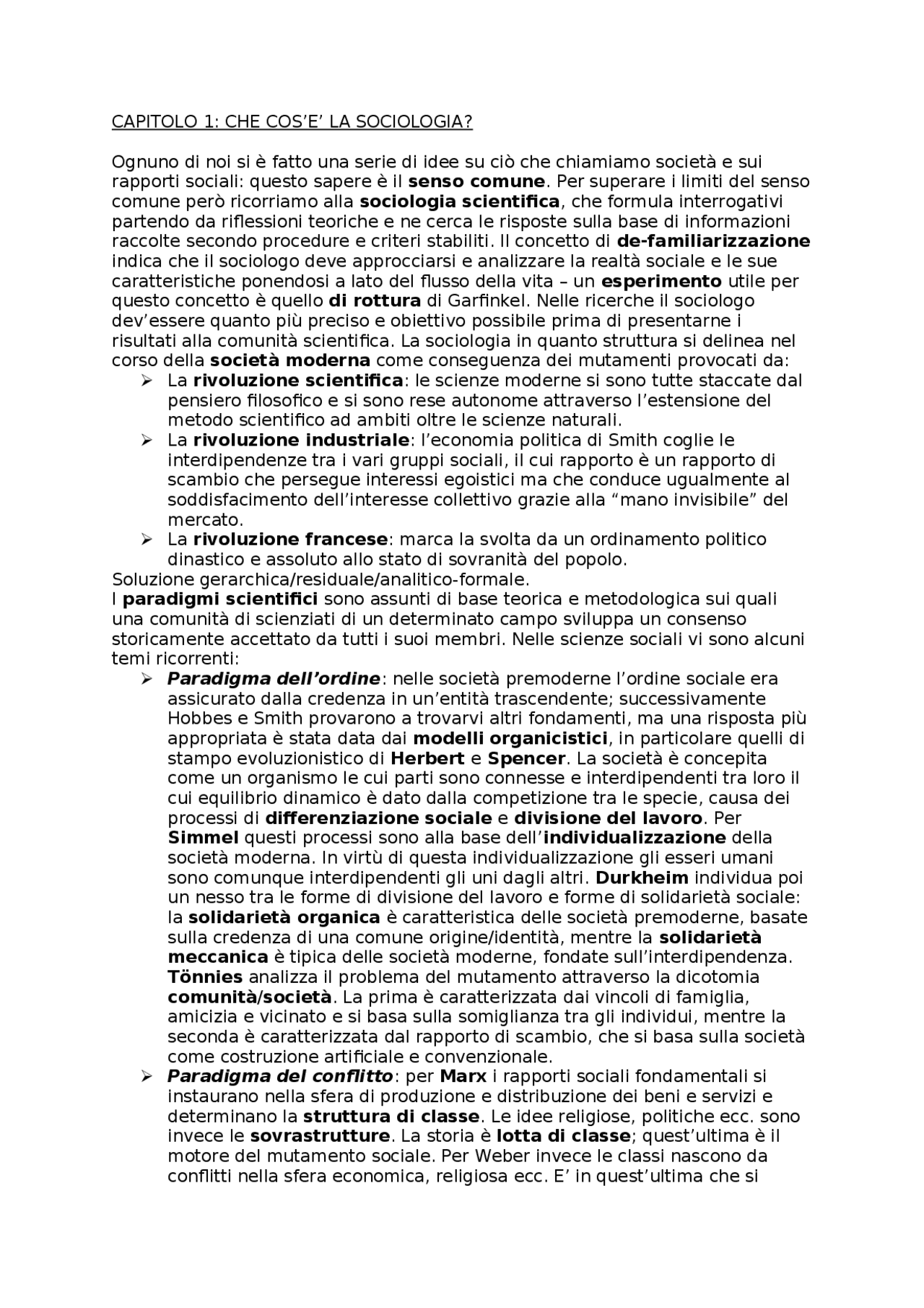 Riassunto Del Libro Elementi Di Sociologia Docsity