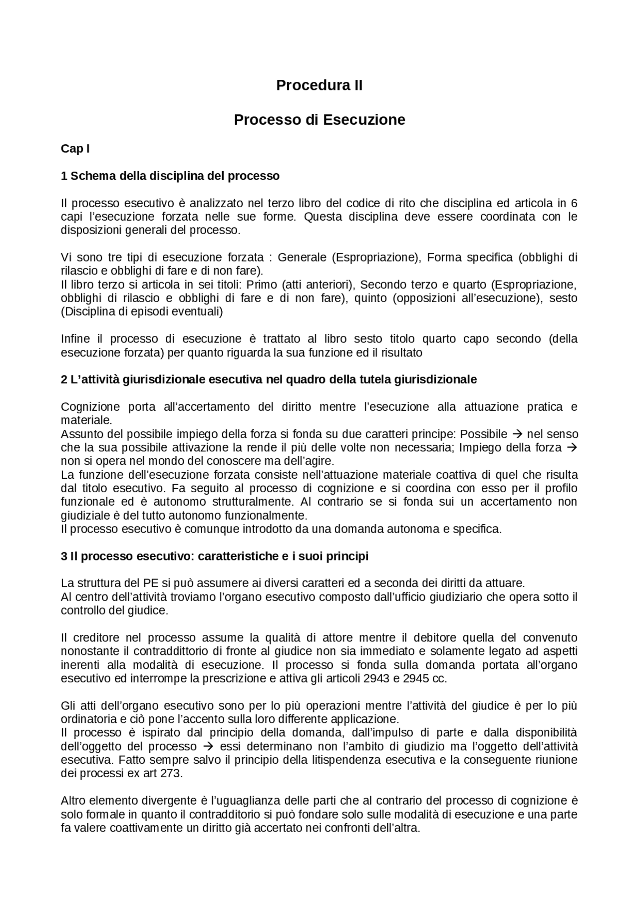 Riassunto Processo Di Esecuzione Docsity