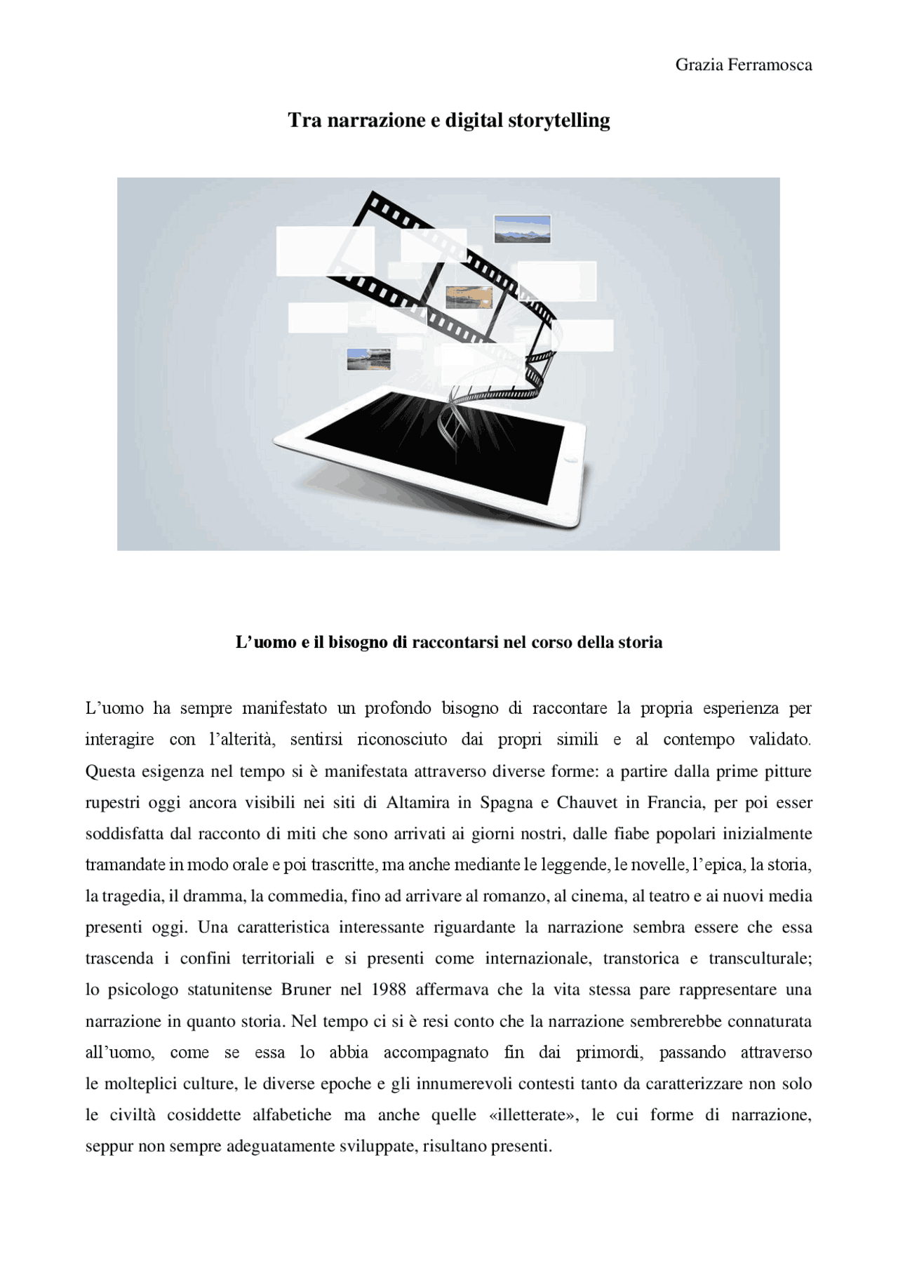 Tra Narrazione E Digital Storytelling Docsity