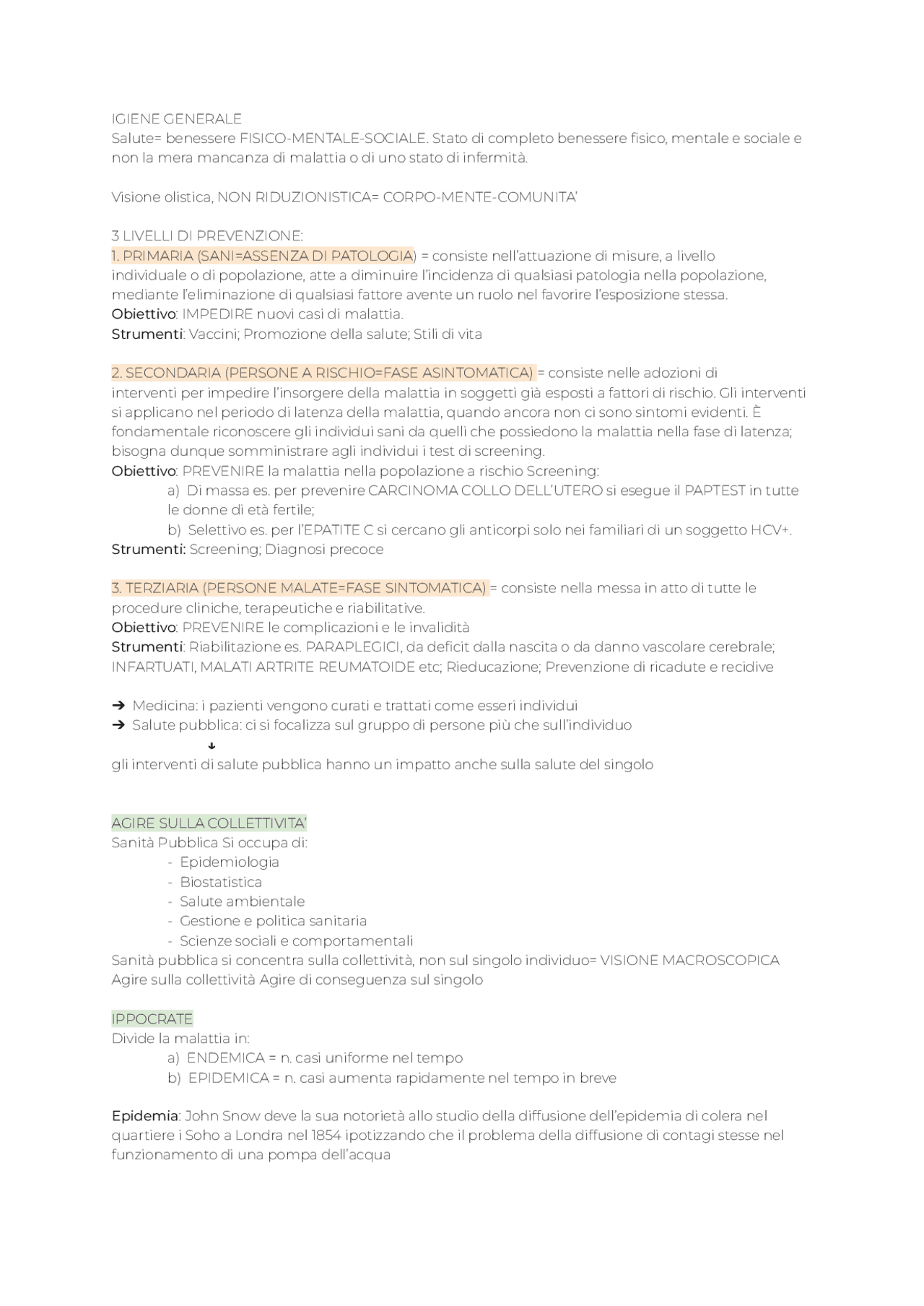 Appunti Igiene Generale Docsity
