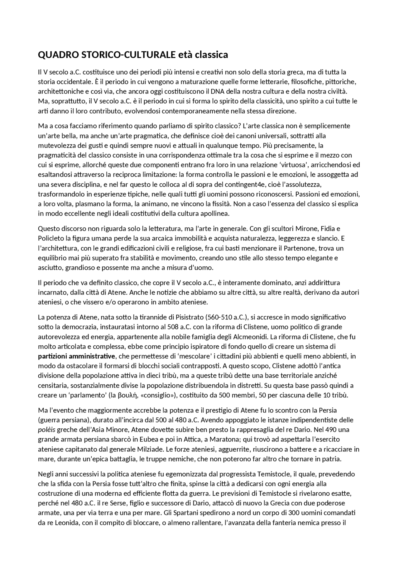 Età CLASSICA e autori più importanti - Docsity
