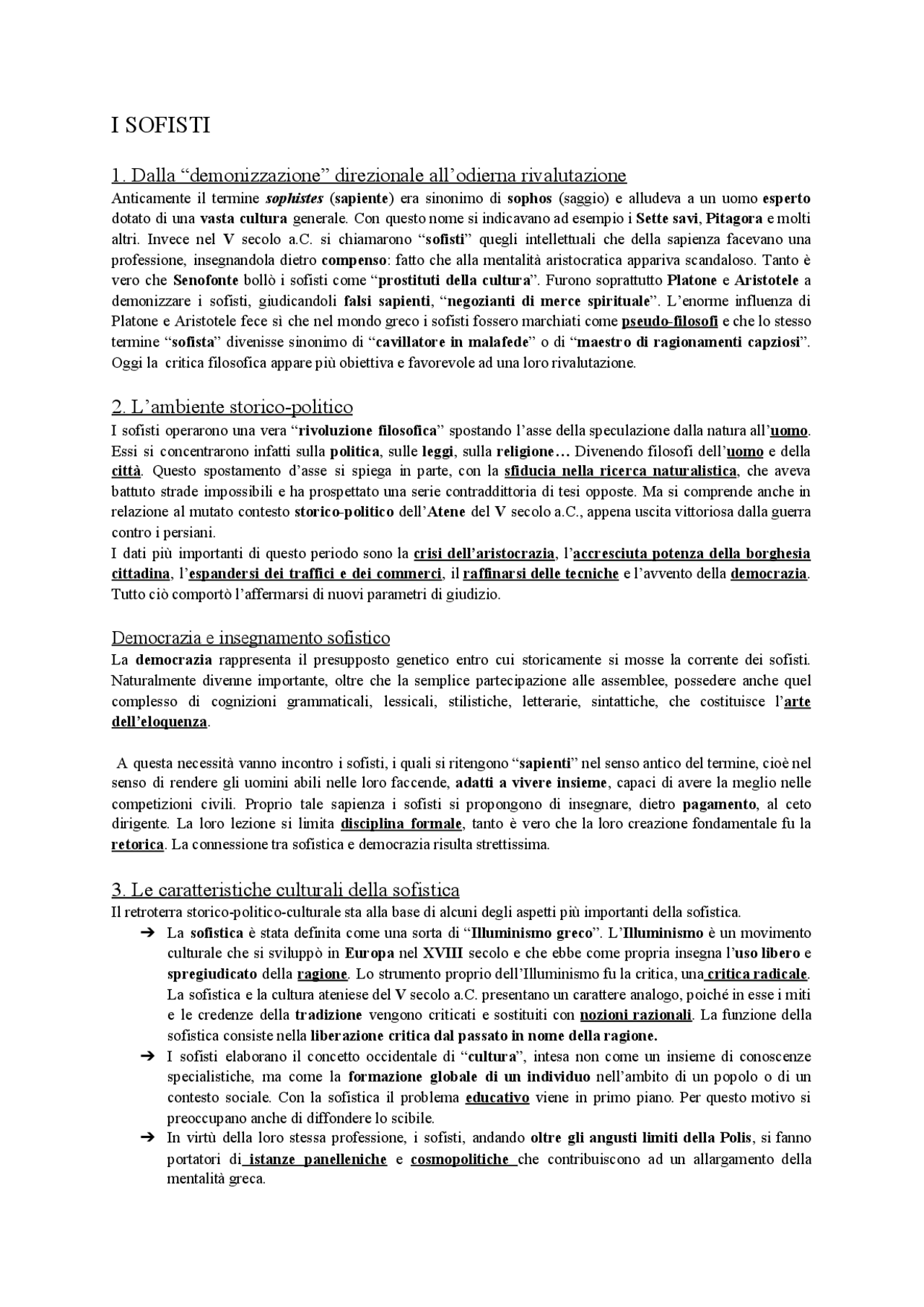 Riassunto abbastanza dettagliato dei Sofisti scritto da me interamente | Appunti di Storia della ...