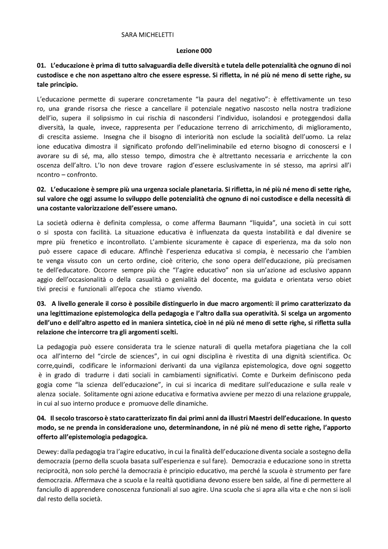 Paniere Pedagogia Generale E Sociale Scienze E Tecniche Psicologiche D