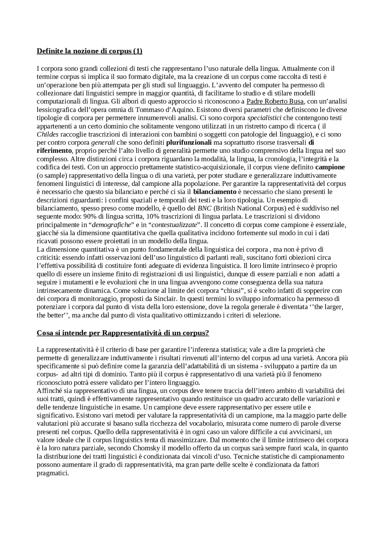 Linguistica Computazionale Prove Desame Di Linguistica Docsity