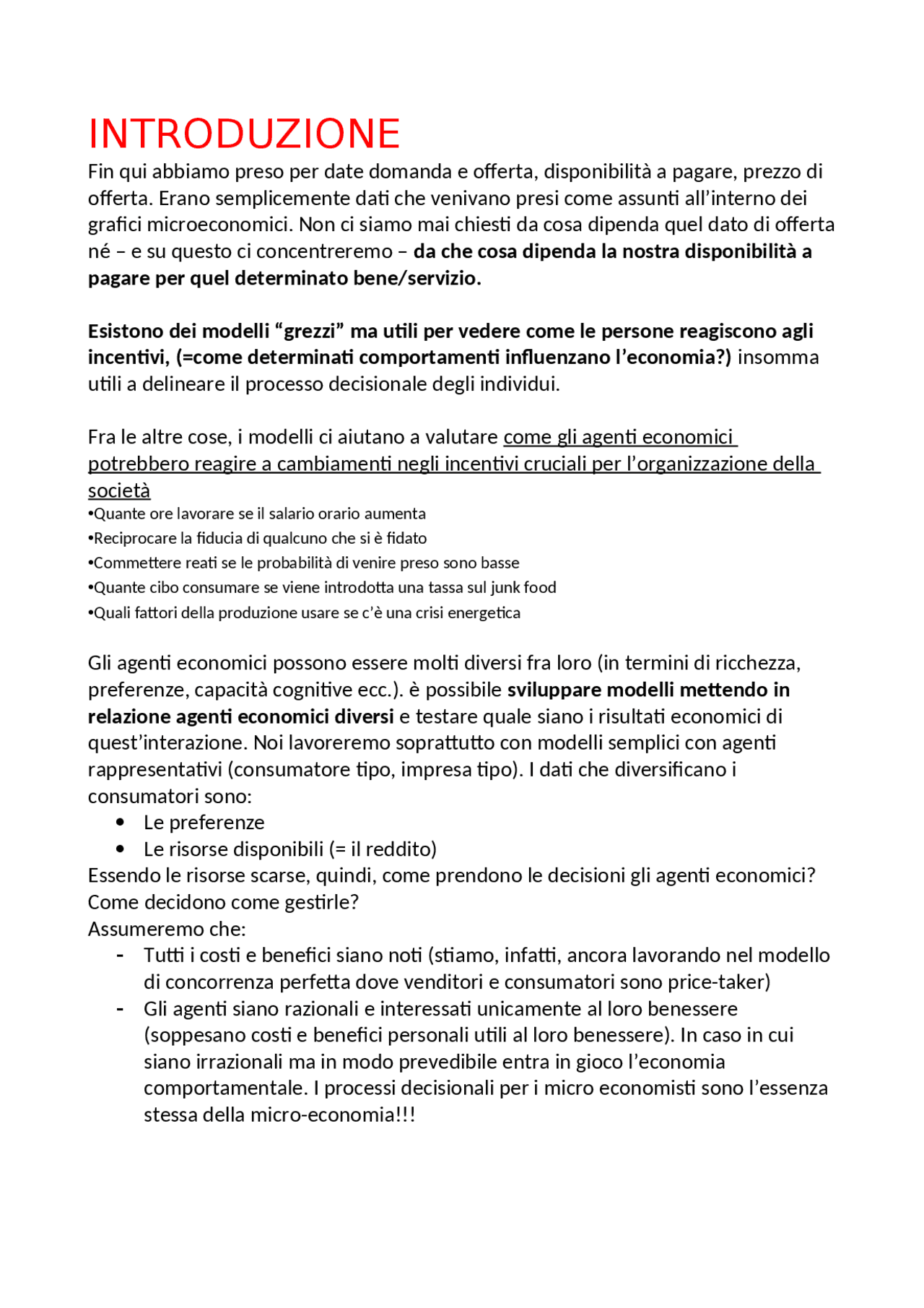 La teoria del consumatore - Docsity