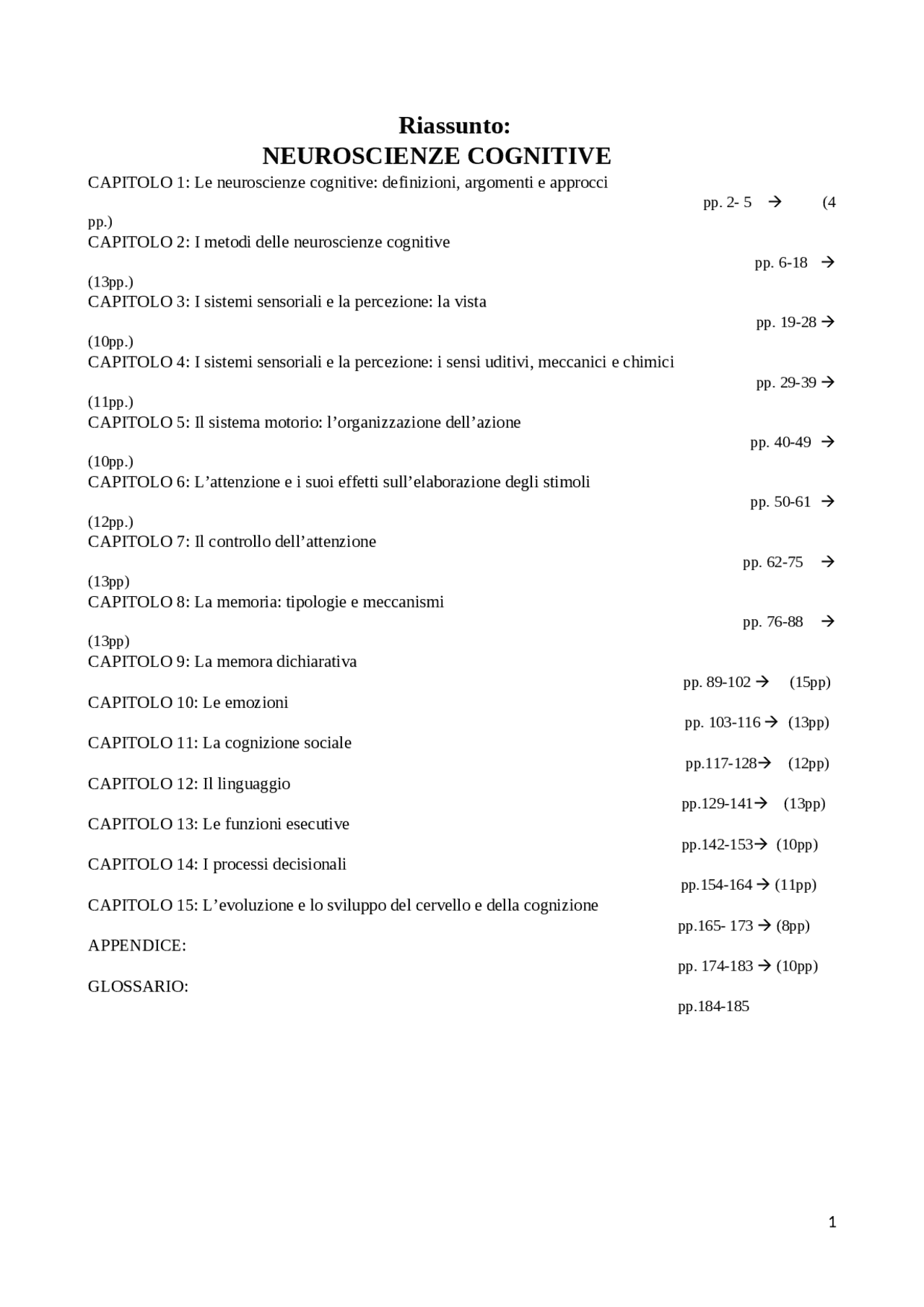 Riassunto Neuroscienze Cognitive Docsity