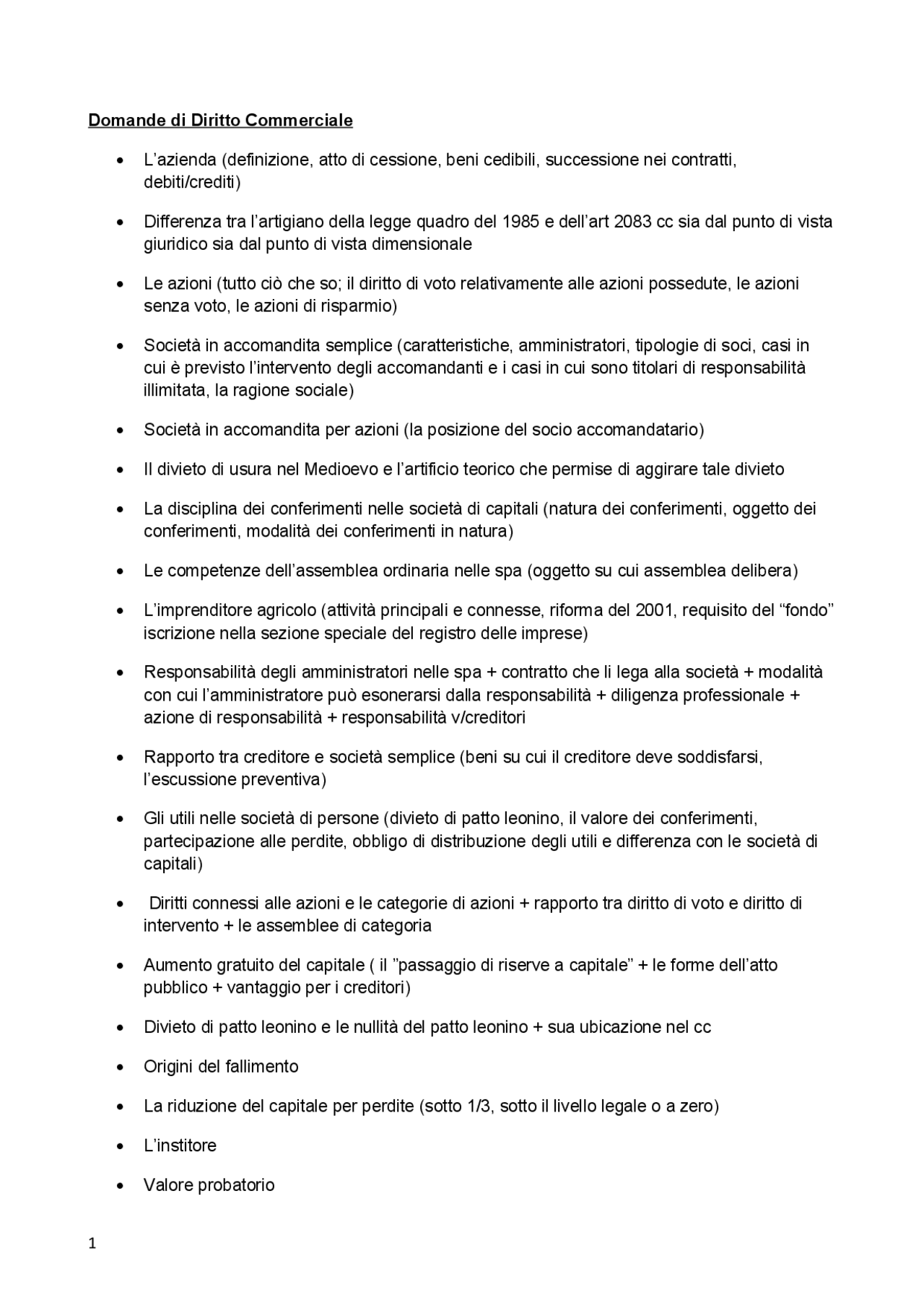 Domande Esame Commerciale - Docsity