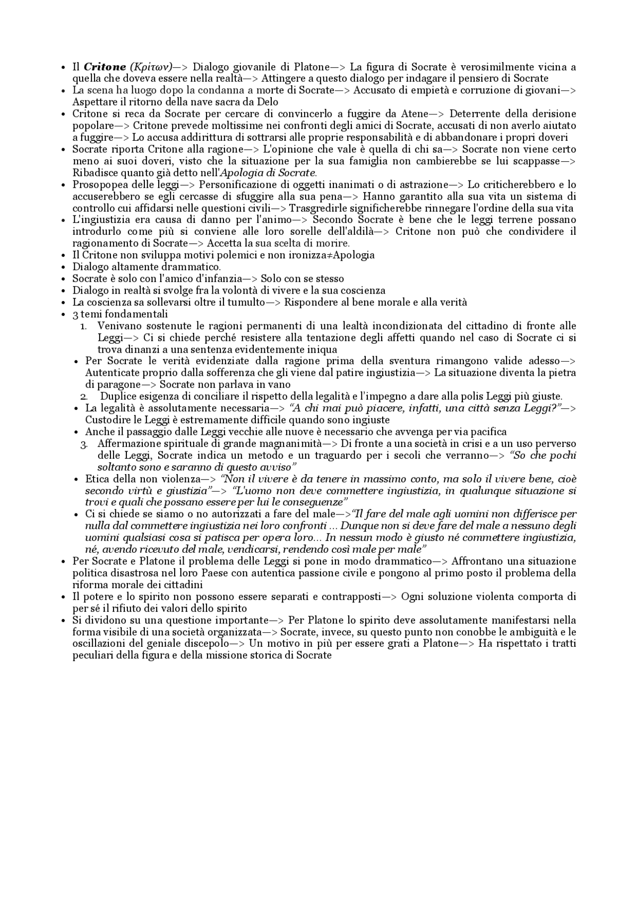 Riassunto Schematico Sul Critone Docsity