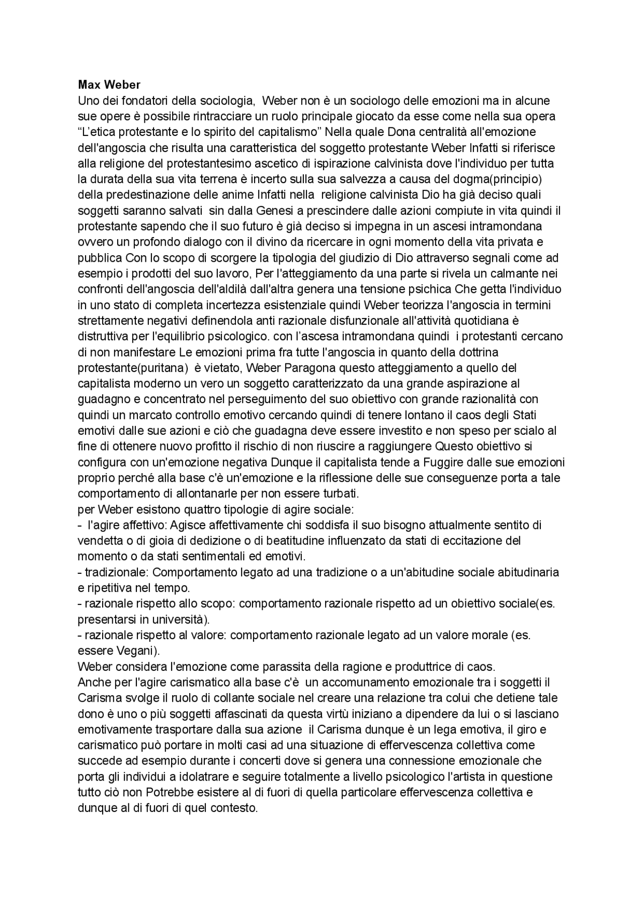 Riassunto Capitolo Dedicato A Max Weber Docsity