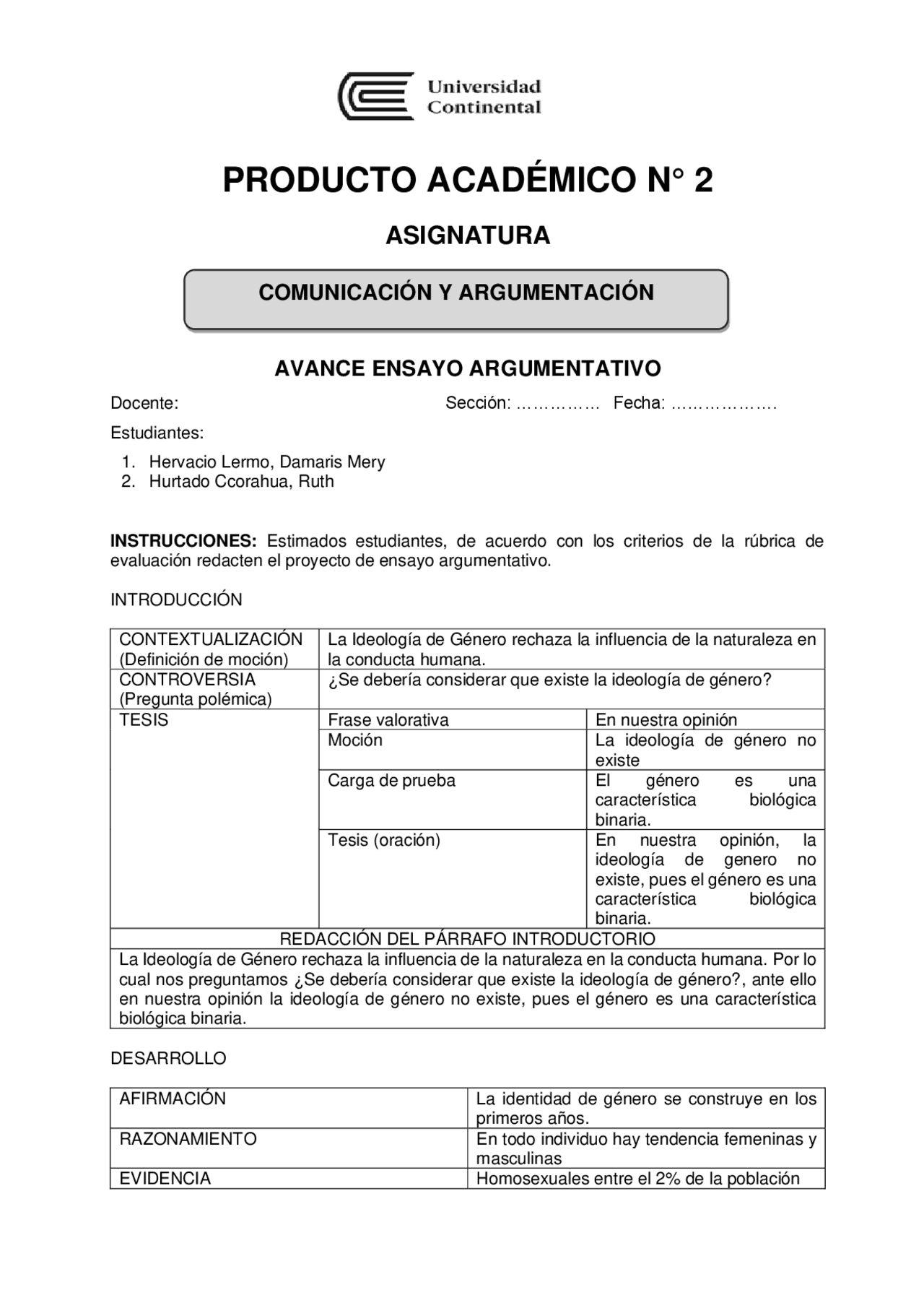 Comunicacion Y Argumentacion Docsity