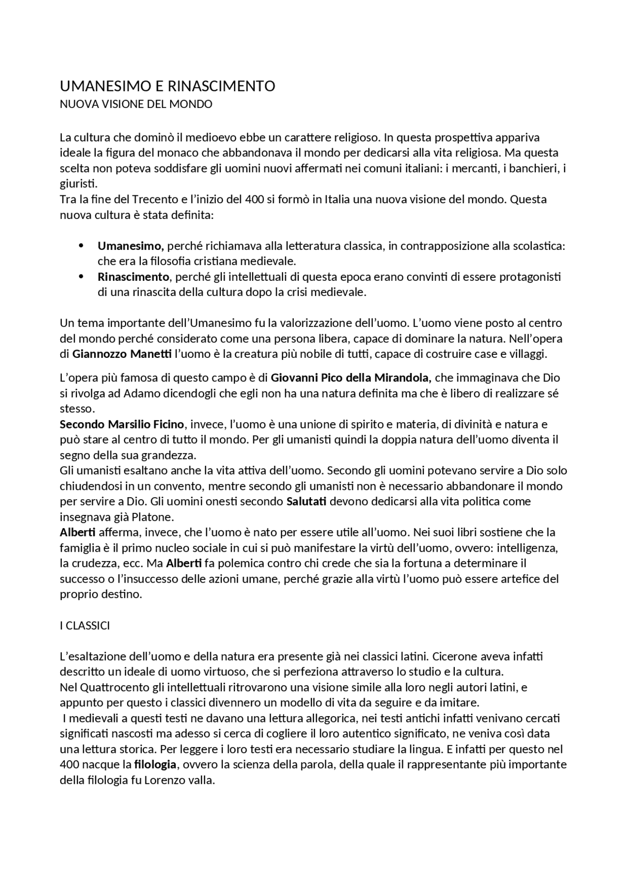 Umanesimo e Rinascimento | Appunti di Storia | Docsity