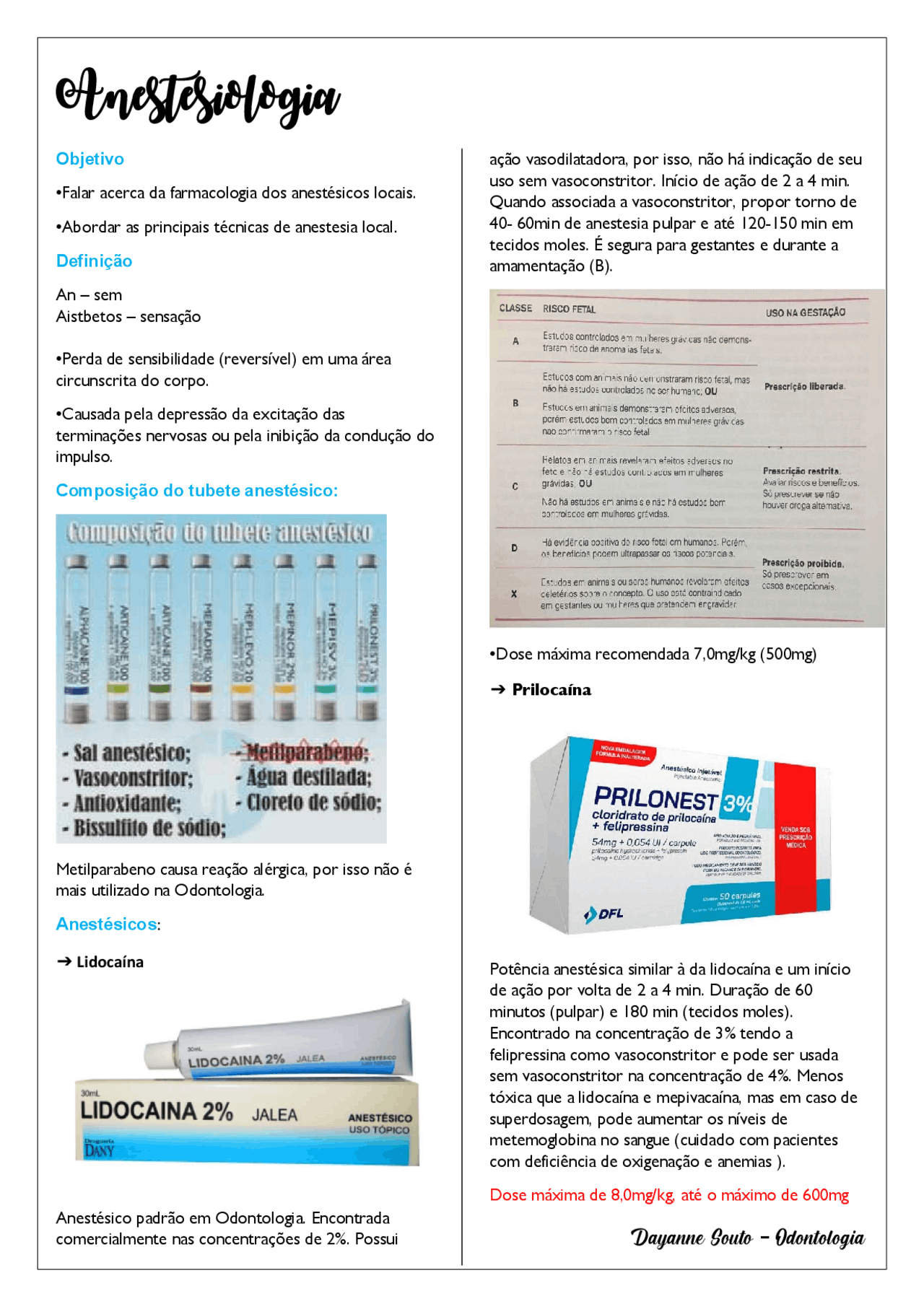 Anestesio Em Odontologia Resumos Anestesiologia Docsity