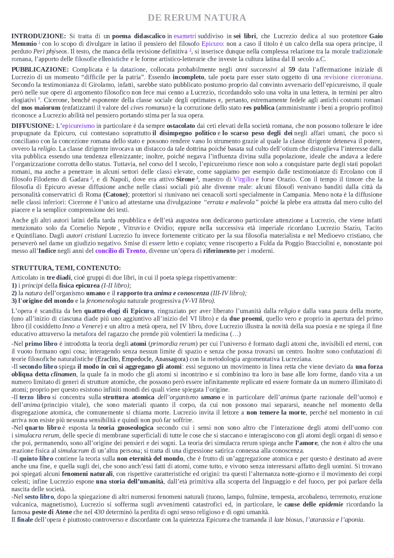 Latino De Rerum Natura Lucrezio Schemi E Mappe Concettuali Di Latino