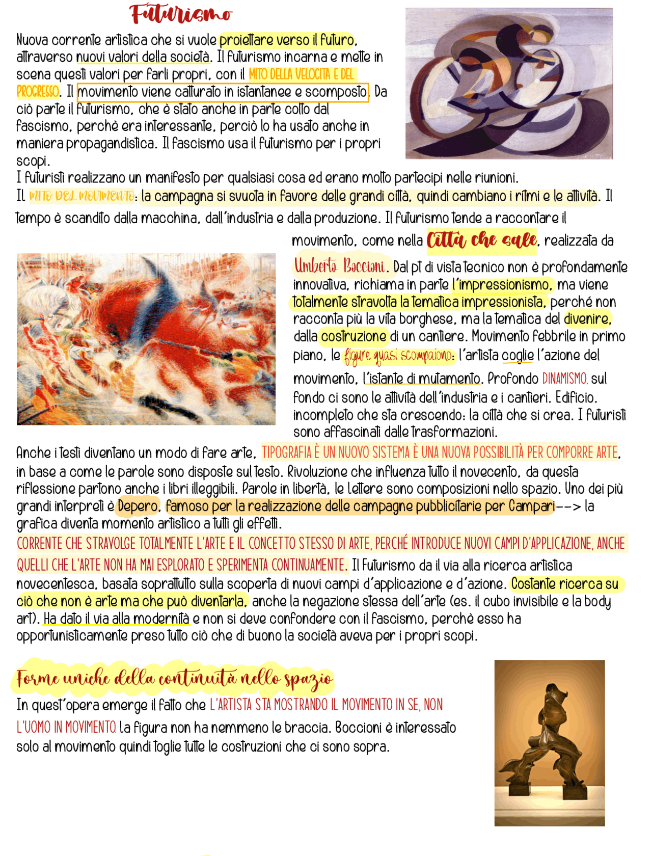 Appunti Di Storia Dellarte Futurismo Docsity
