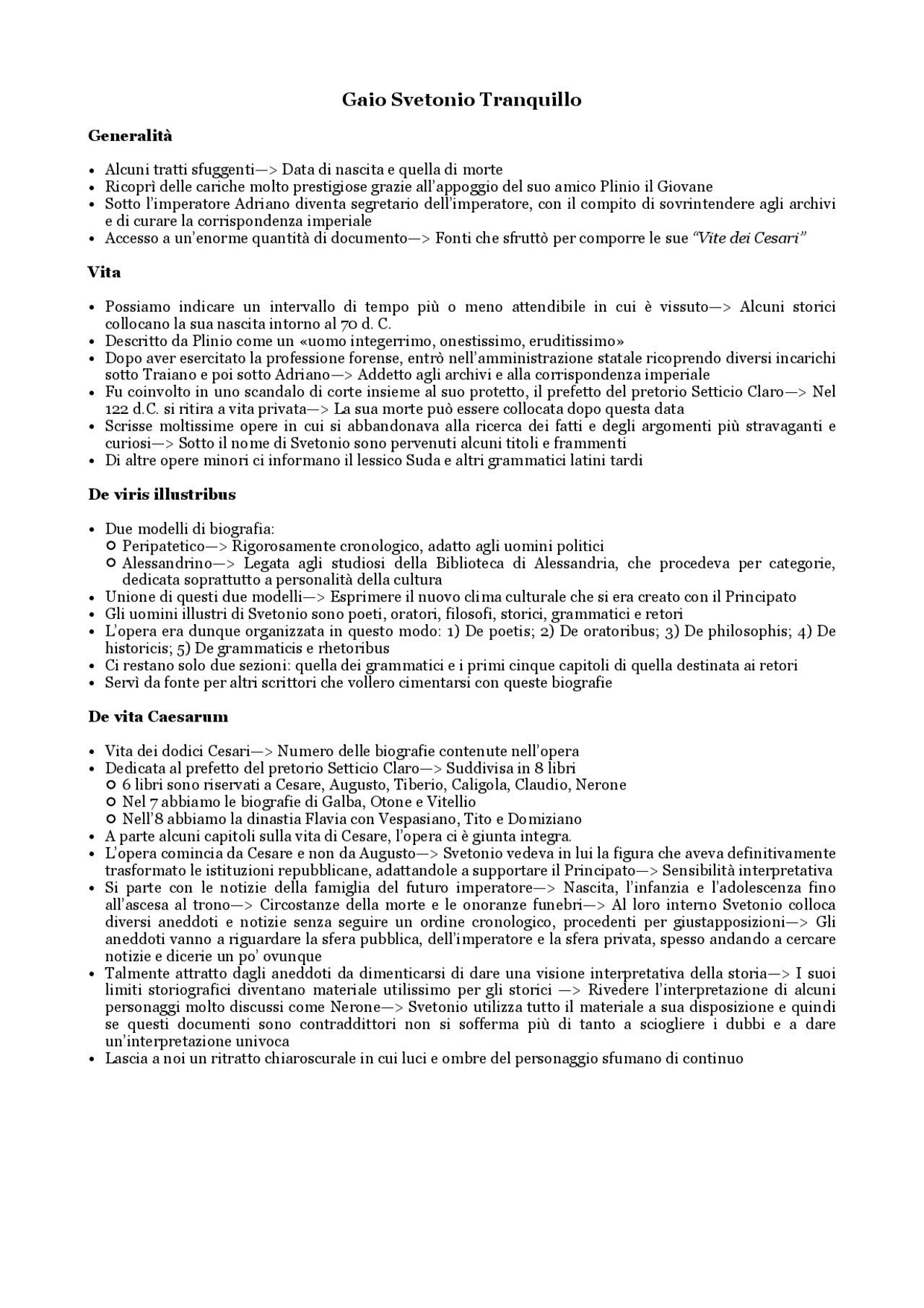 Gaio Svetonio Tranquillo Docsity