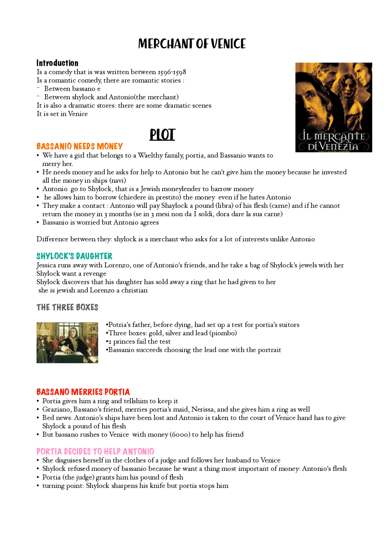 The merchant of venice - Docsity