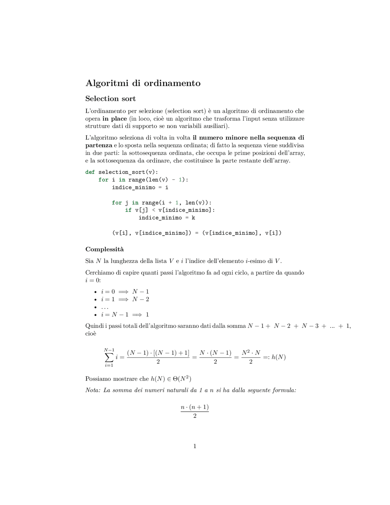 Algoritmi Di Ordinamento Docsity