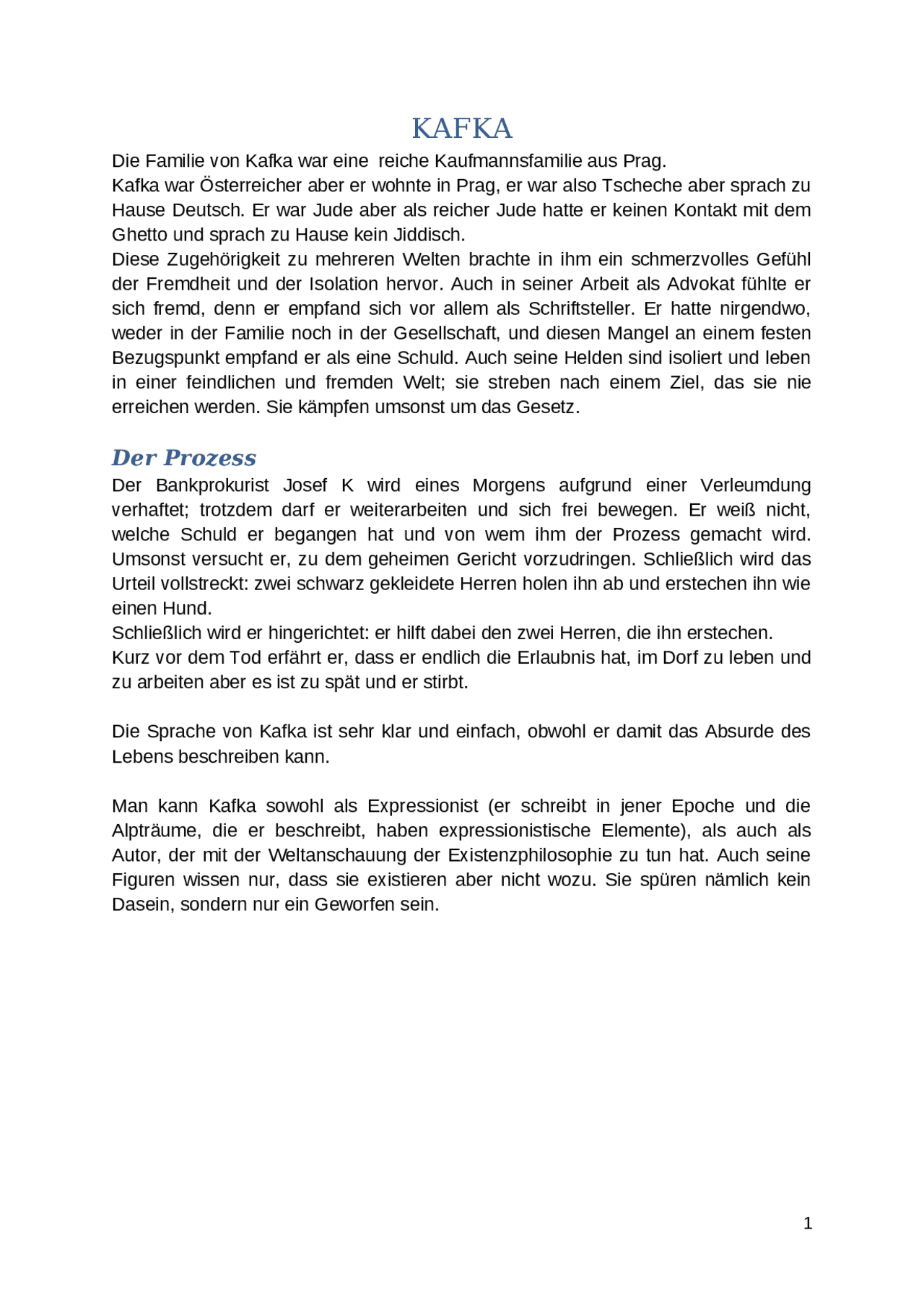 Appunti Di Letteratura Tedesca Kafka Docsity