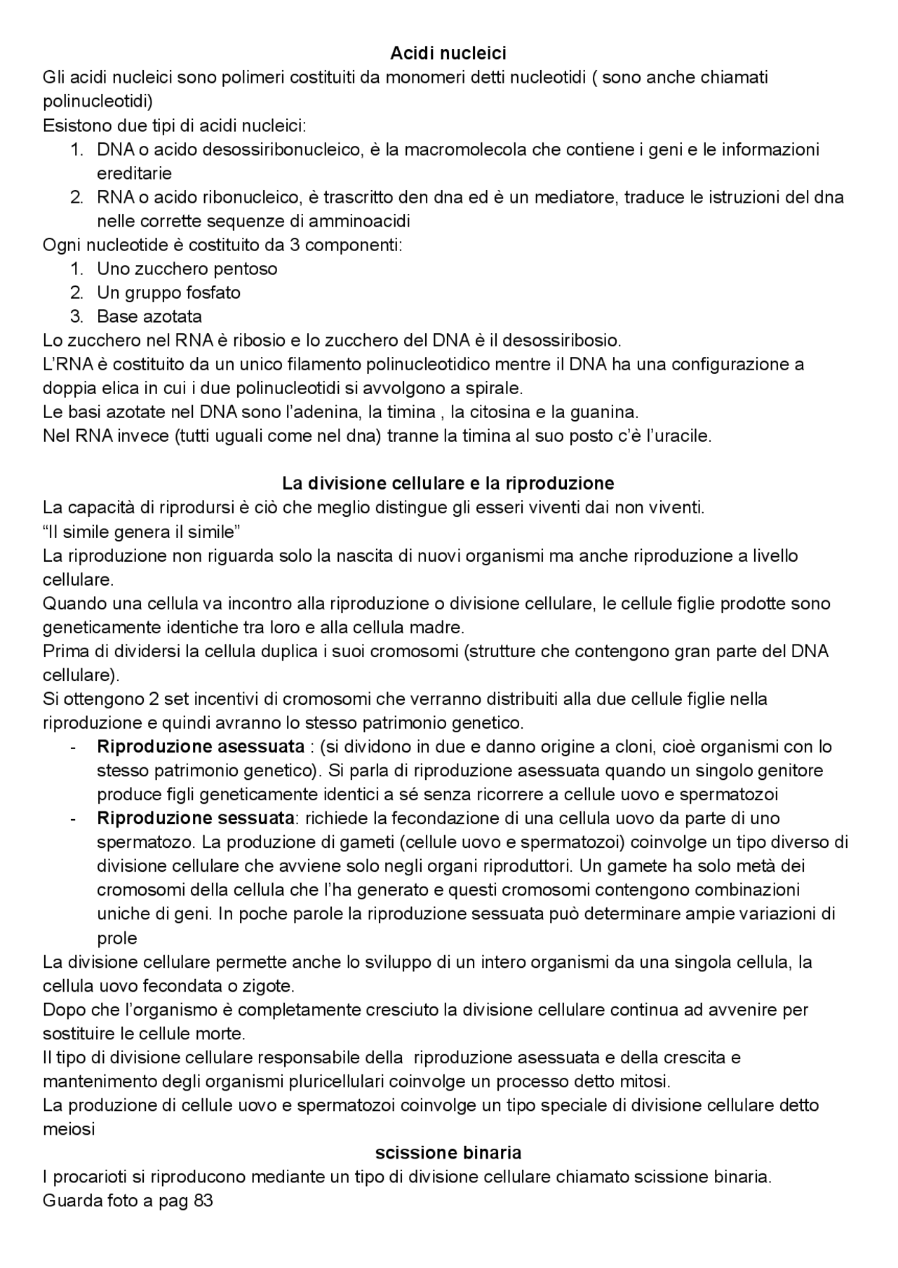 Appunti Dna Mitosi E Meiosi Docsity