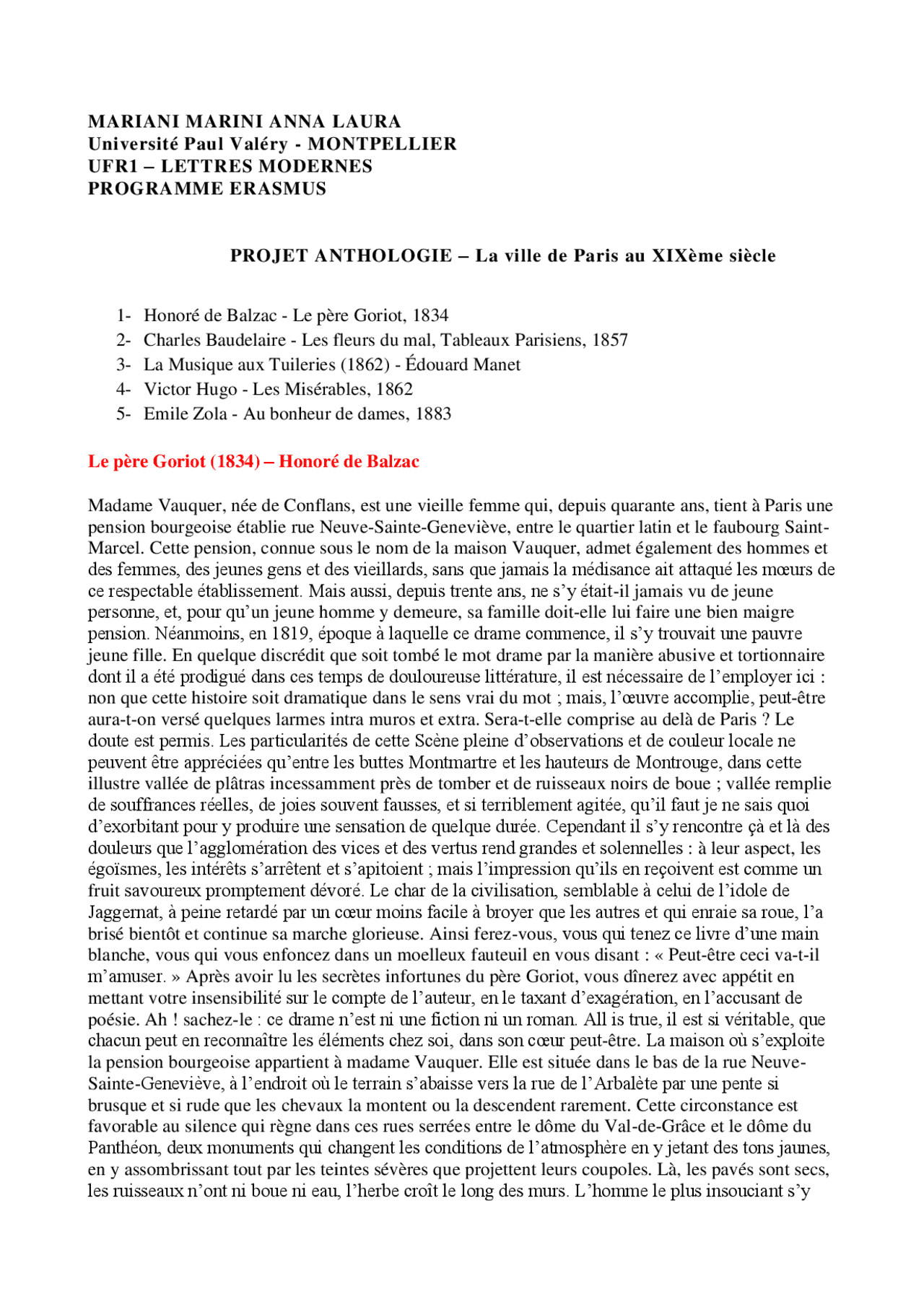Paris Au Xix Siècle Dossier Docsity