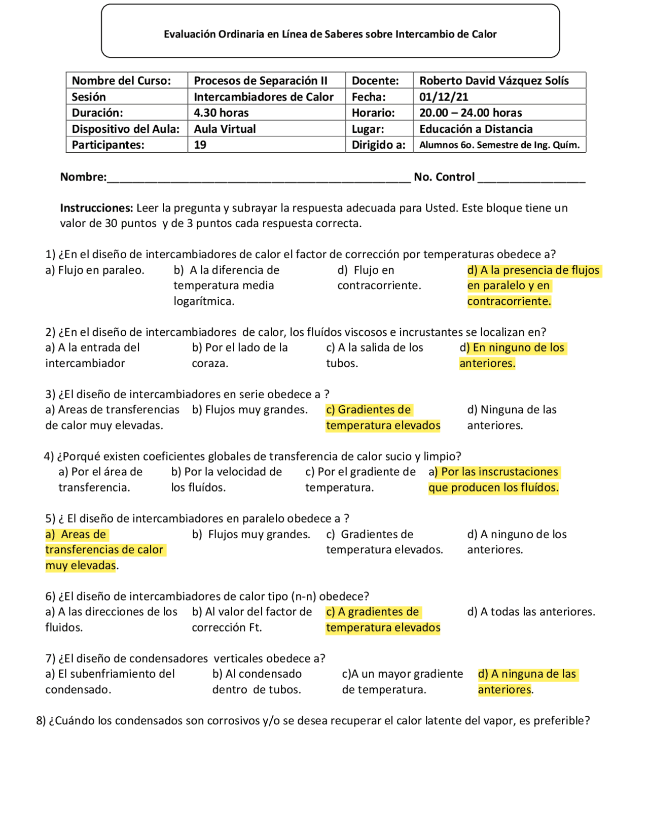 Guia De Procesos Examen1 Tcde Exámenes Selectividad De Química Docsity