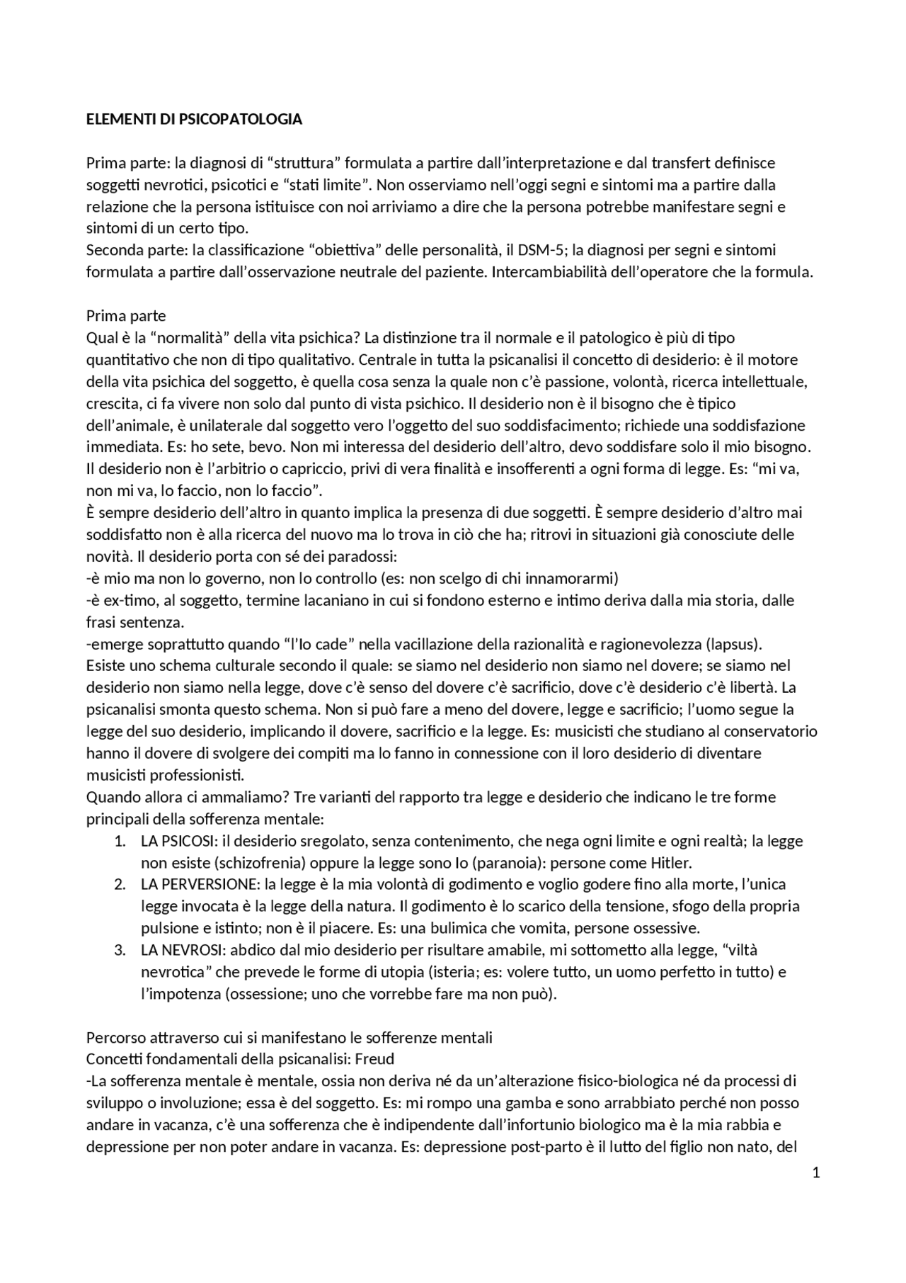 Appunti Di Psicopatologia Docsity