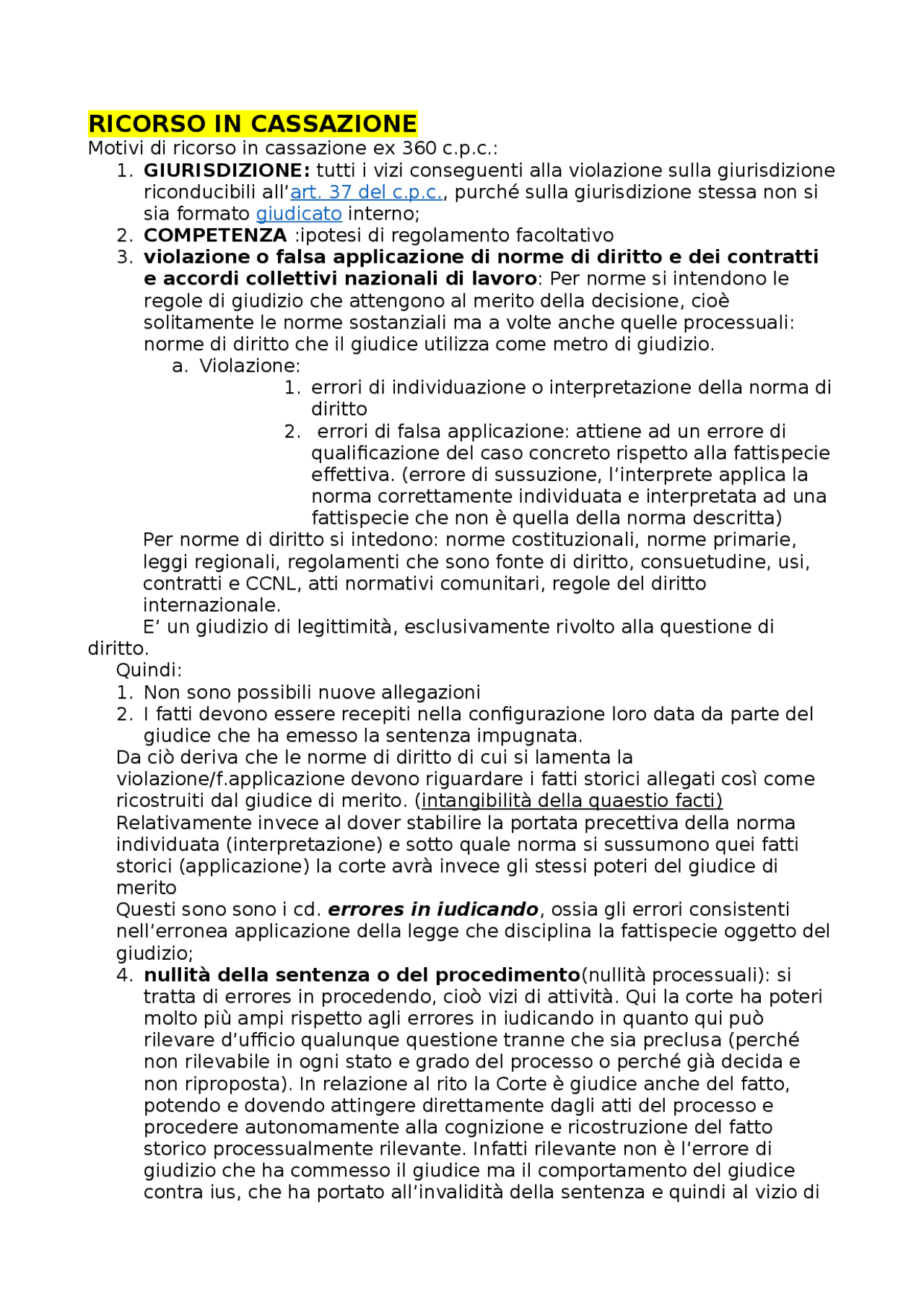 Il Ricorso In Cassazione Schemi E Mappe Concettuali Di Diritto