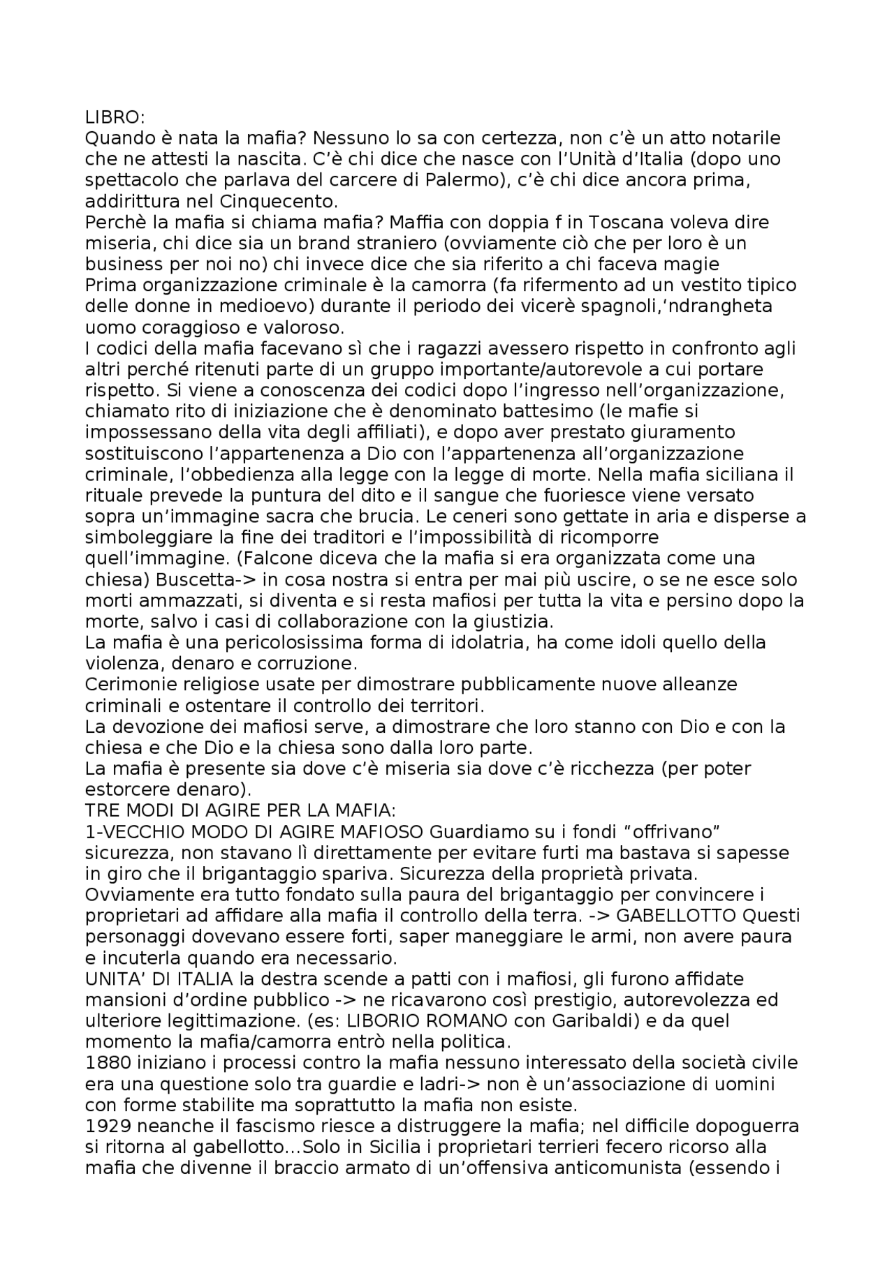 RIASSUNTO MAFIE DEL MIO STIVALE - Docsity