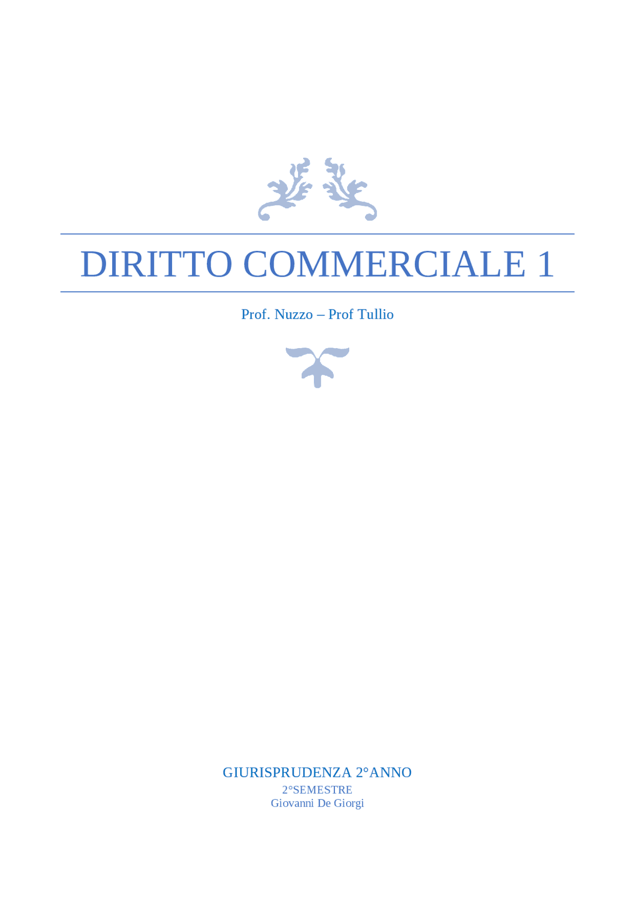 Dispense Diritto Commerciale 1 Canale C Prof Nuzzo E Tullio Docsity