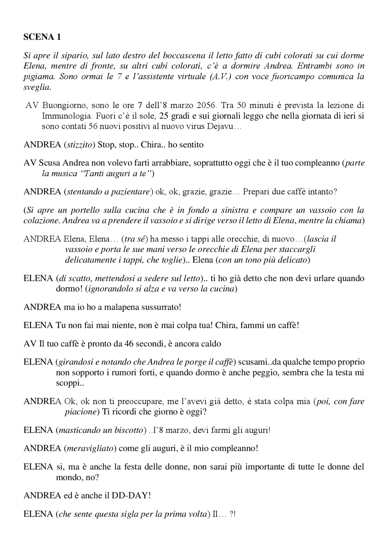 Storia: copione di teatro cosii - Docsity