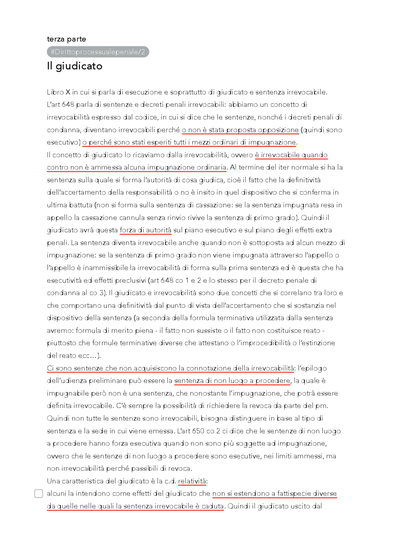 Diritto Processuale Penale 2° Semestre 2° Parte Docsity