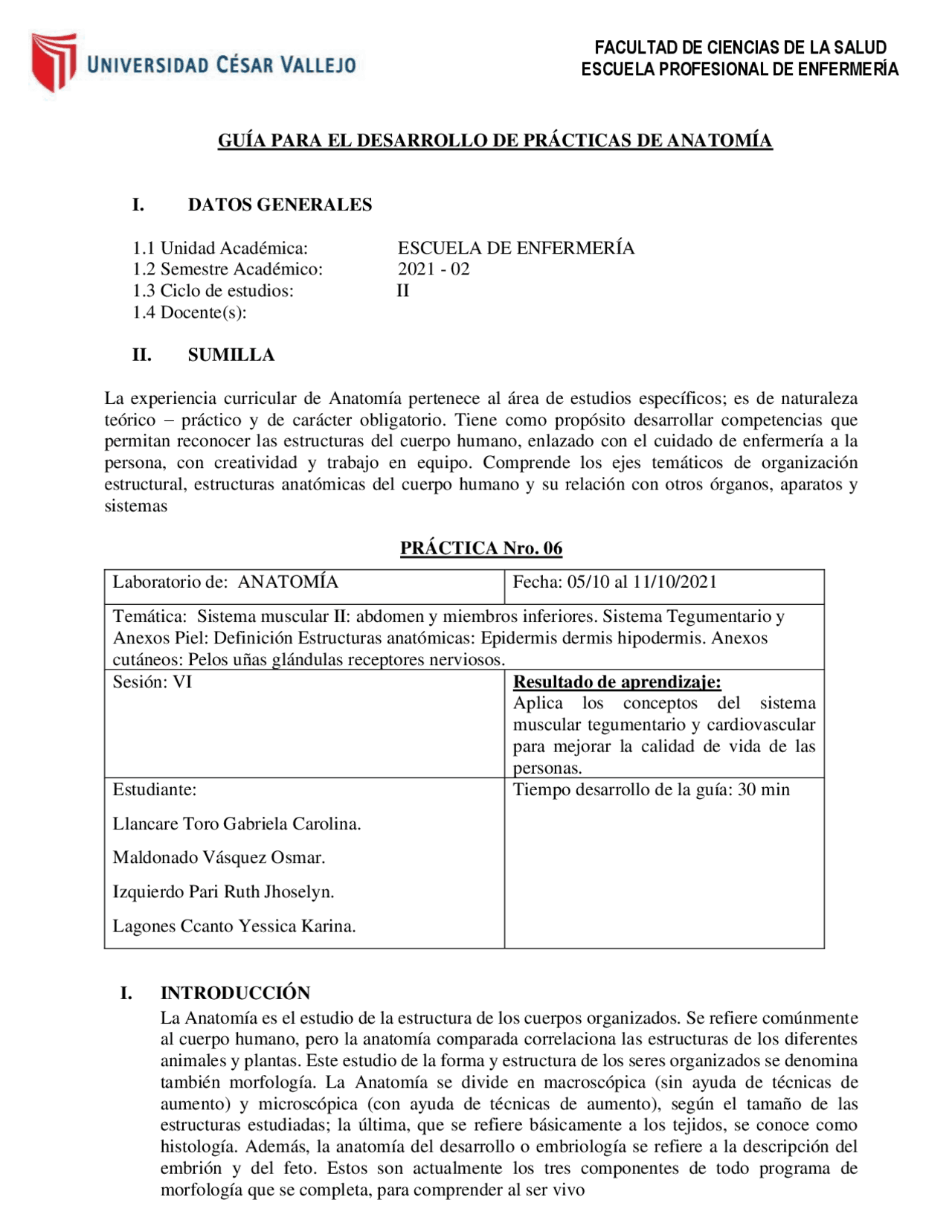 Guía De La Clase Resuelta Ejercicios De Anatomía Docsity