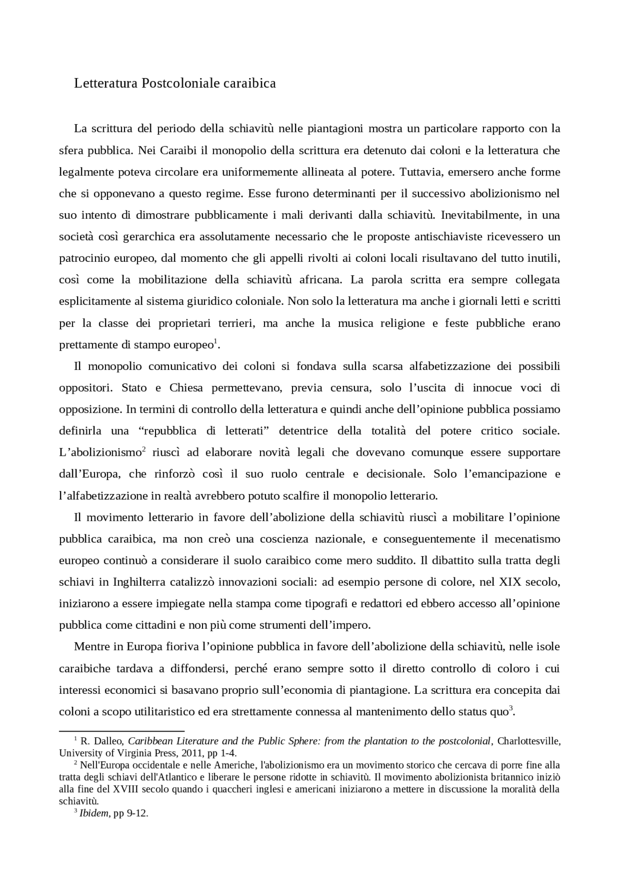 Letteratura Postcoloniale Caraibica - Docsity