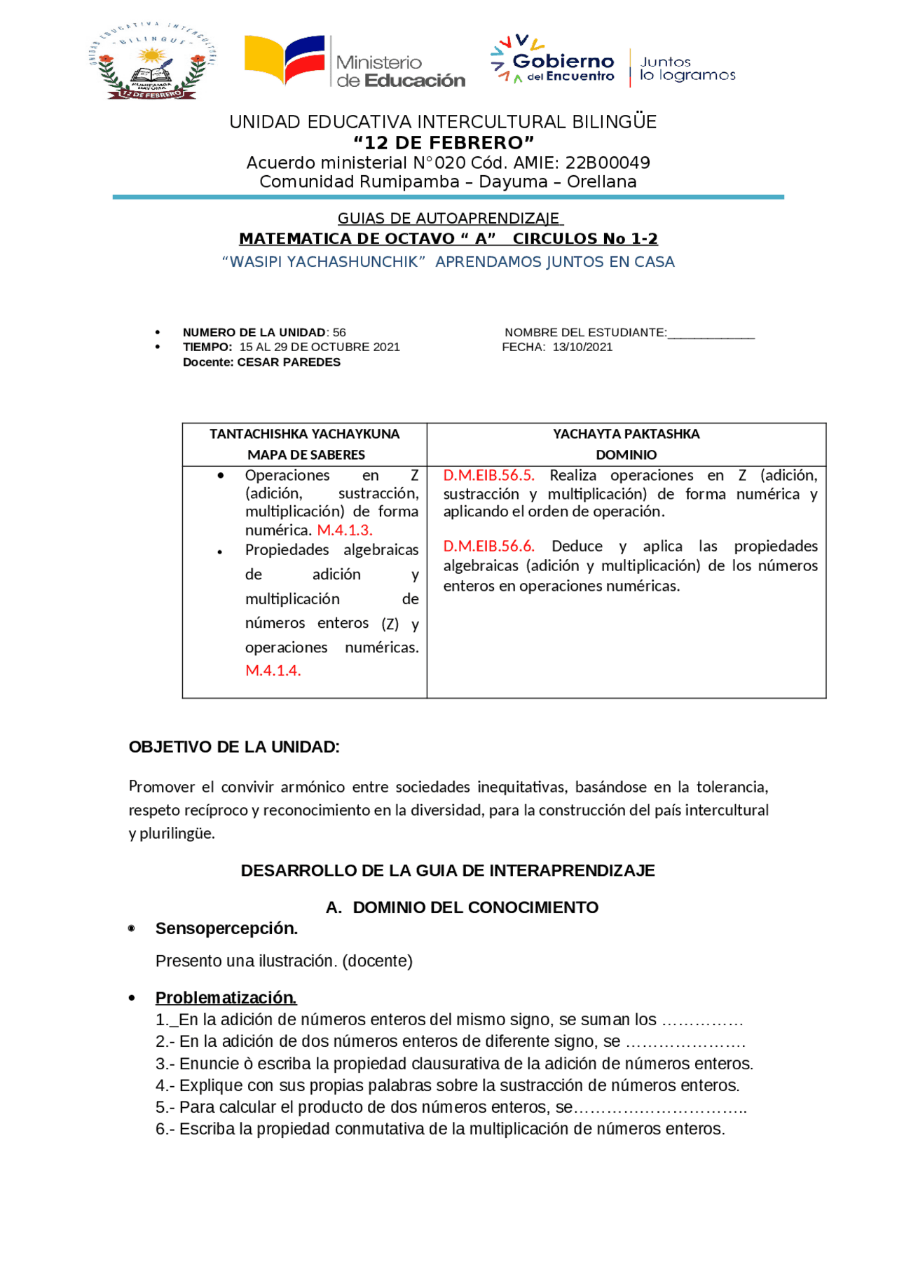 Matematica Guia 56 Octavo Docsity