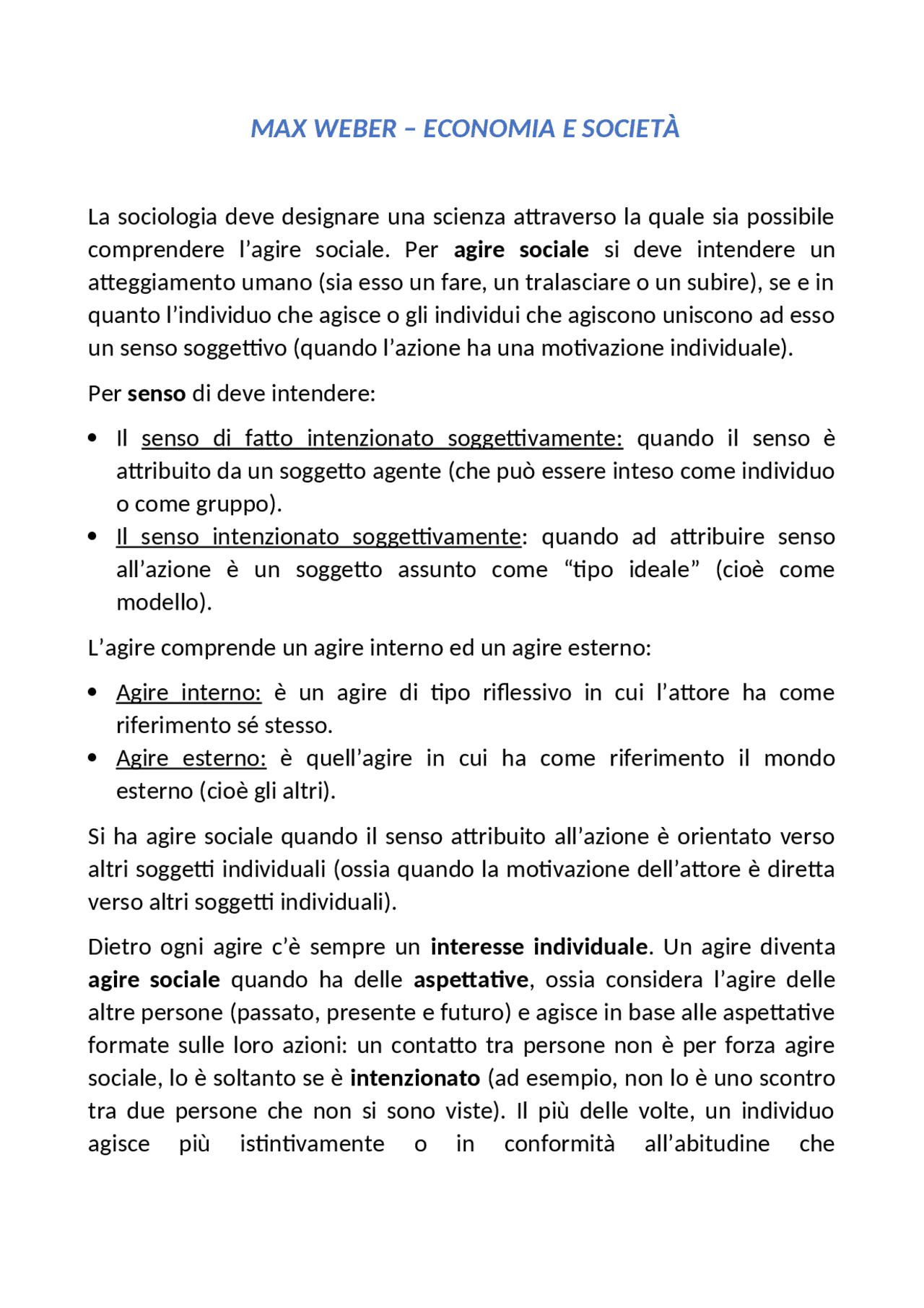Max Weber Economia E Società Docsity
