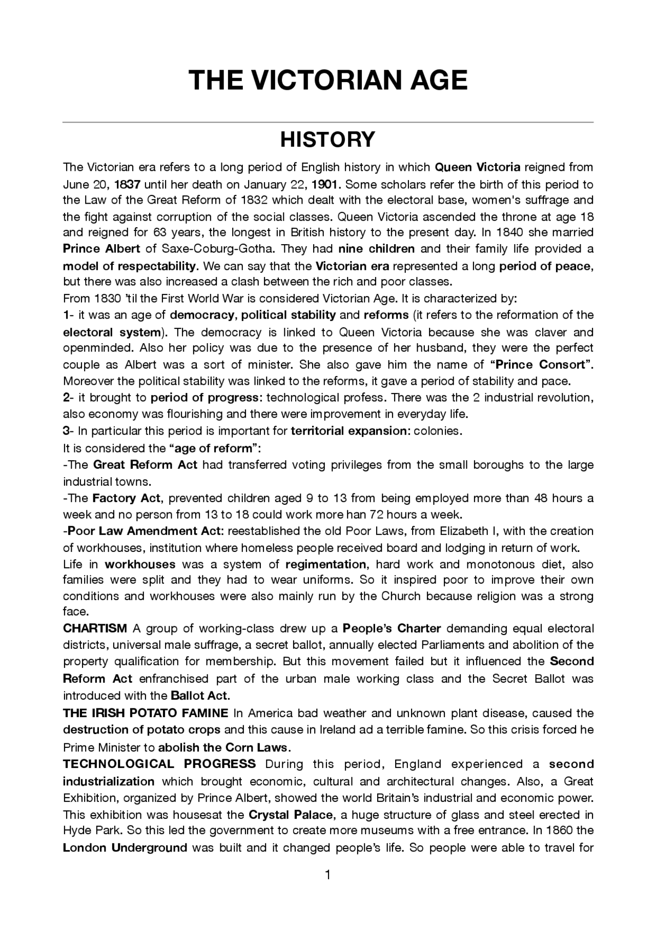 THE VICTORIAN AGE, HISTORY AND AUTHORS - Docsity