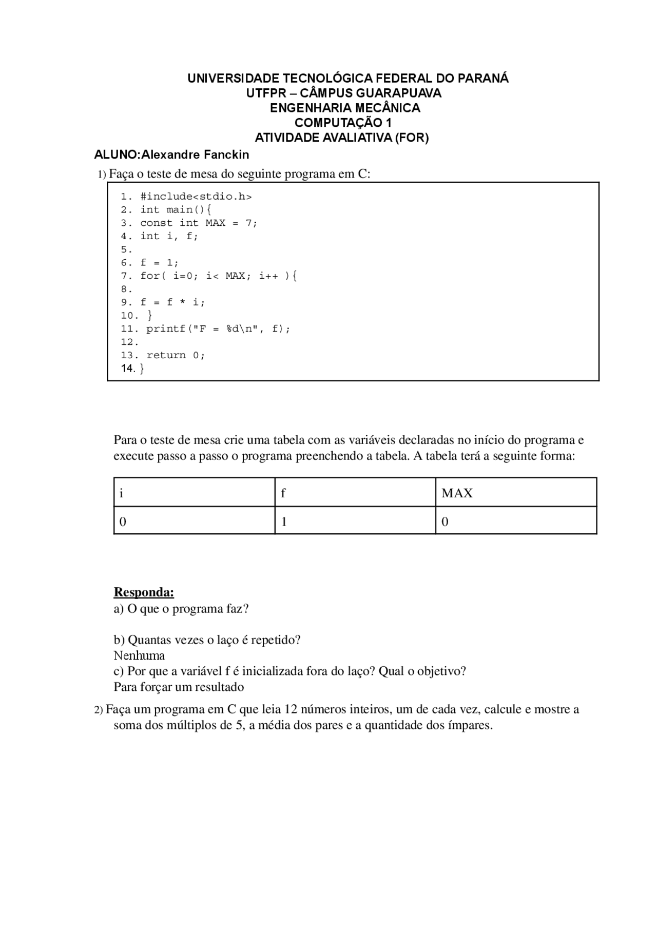Introdução à Computação C Exercícios Introdução à Computação Docsity
