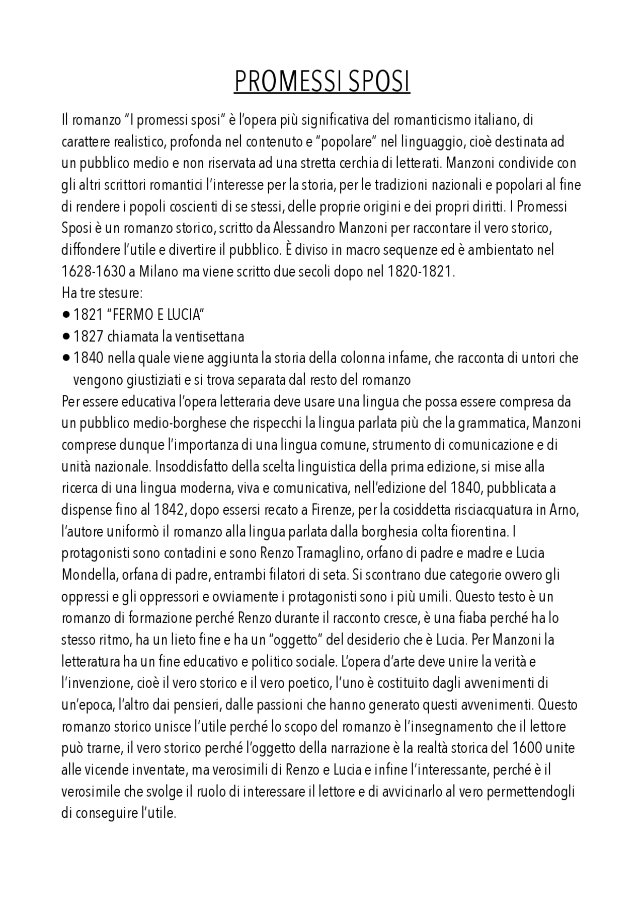 I Promessi Sposi di Dante - Docsity