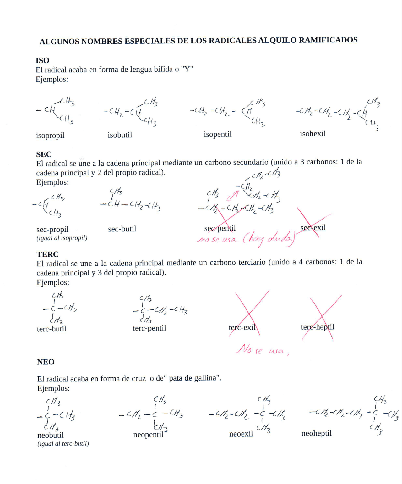 Radicales y formulación orgánica - Docsity