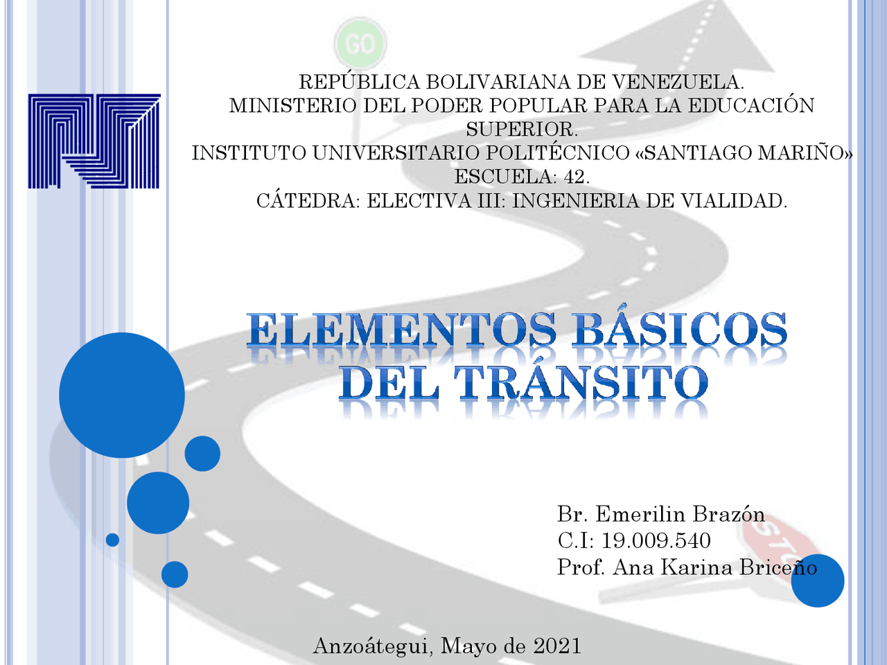 Elementos basicos del transito - Docsity