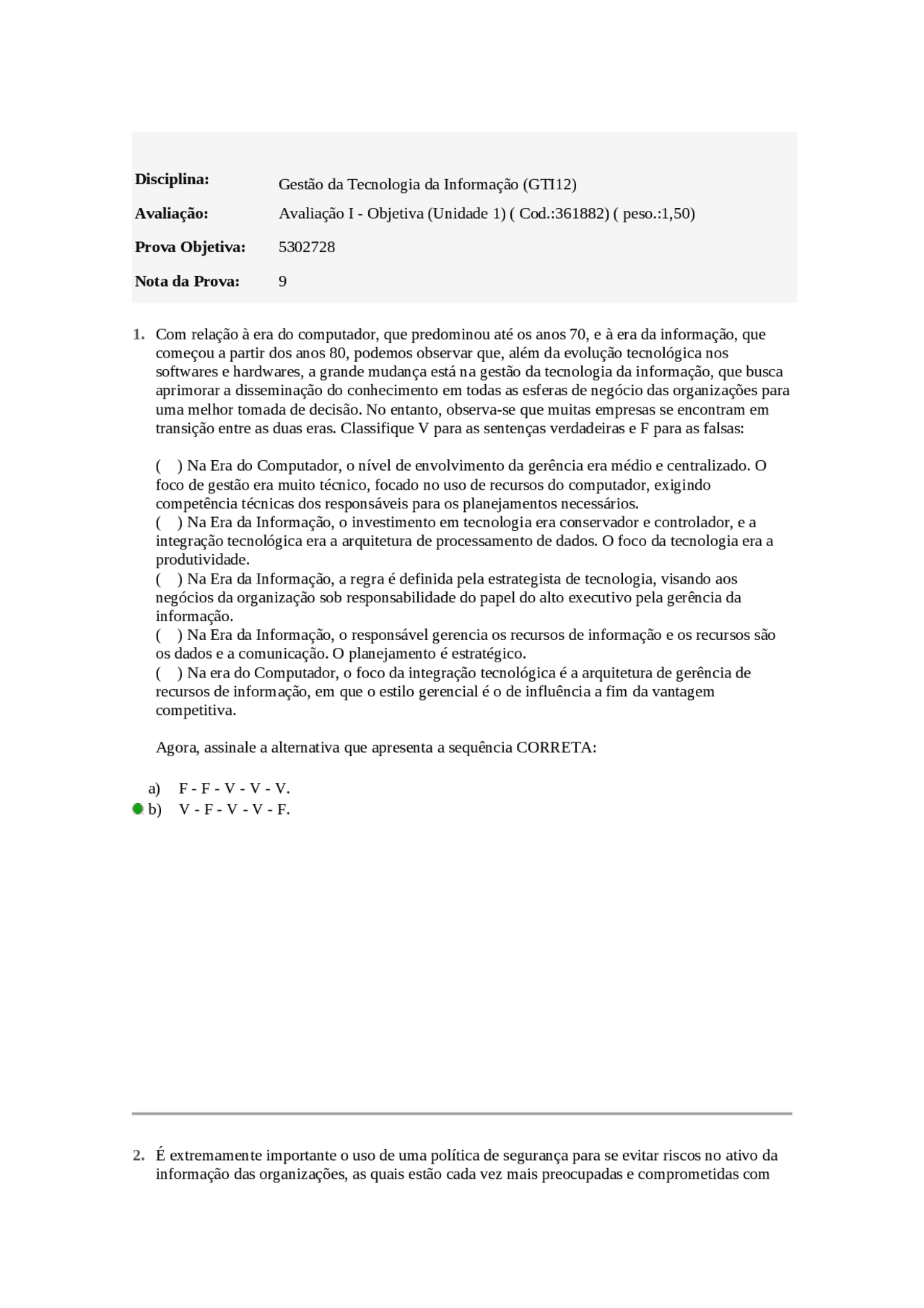 Gestão Da Tecnologia Da Informação Docsity