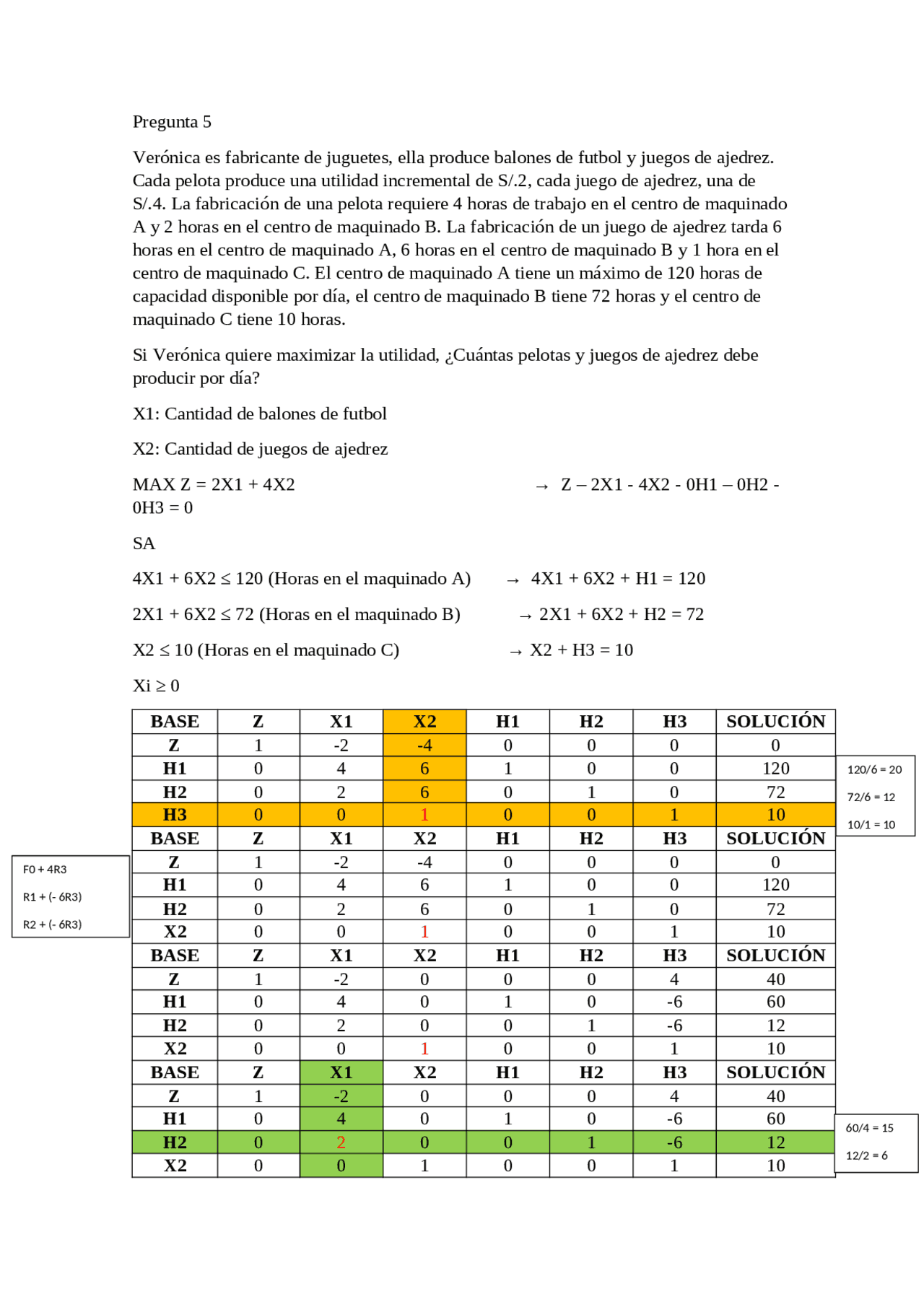 Ejercicios De Investigacion De Operaciones Metodo Simplex Docsity