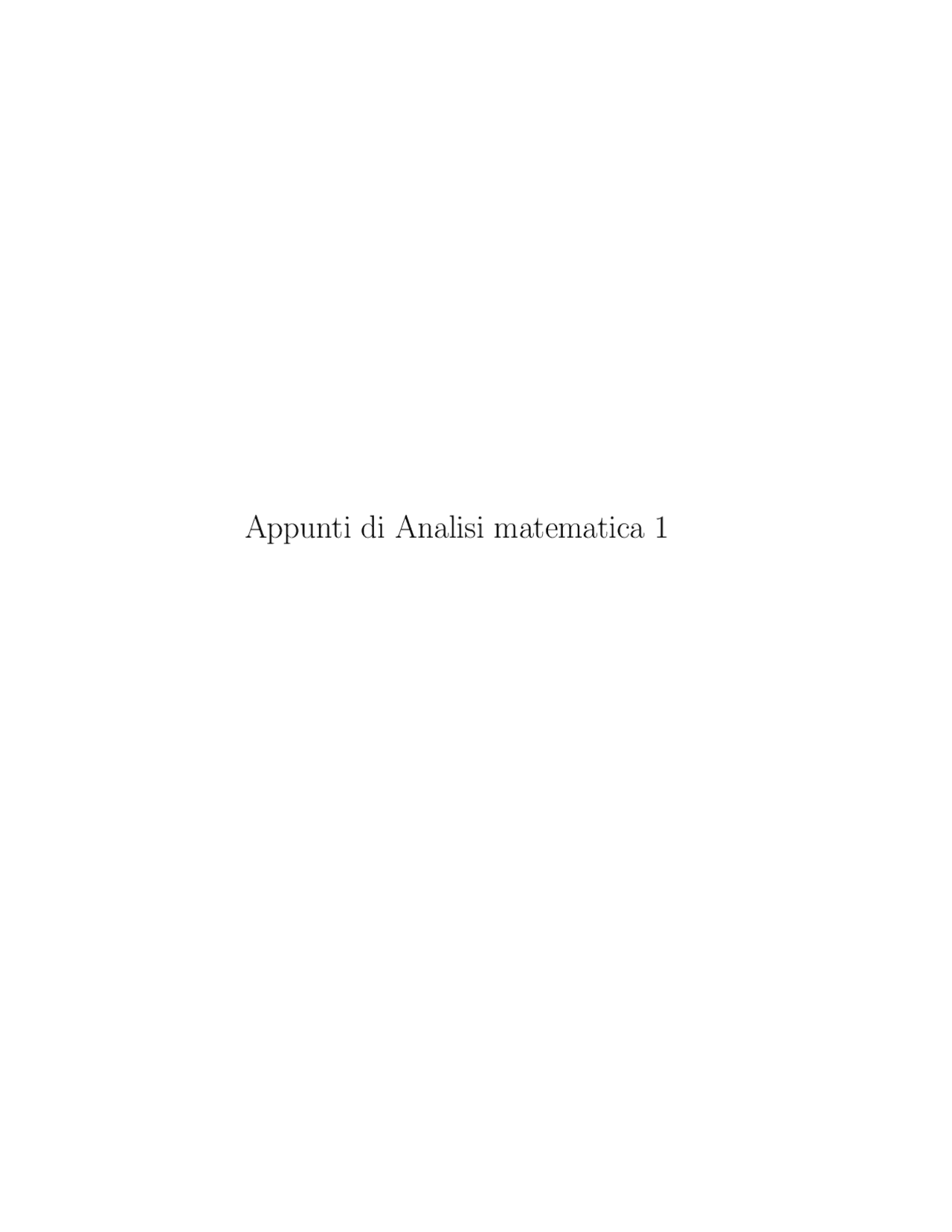 Riassunti Manuale Completo Analisi I Matematica Ingegneria Docsity