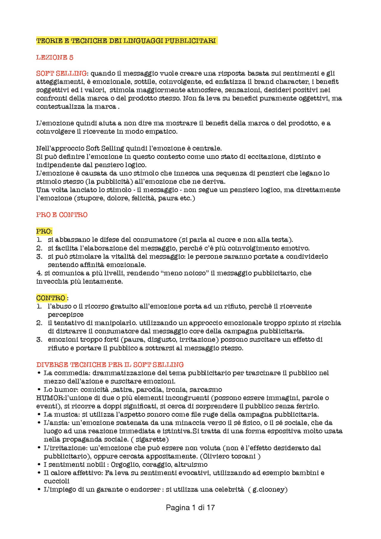 Appunti Di Teorie E Tecniche Dei Linguaggi Pubblicitari Docsity