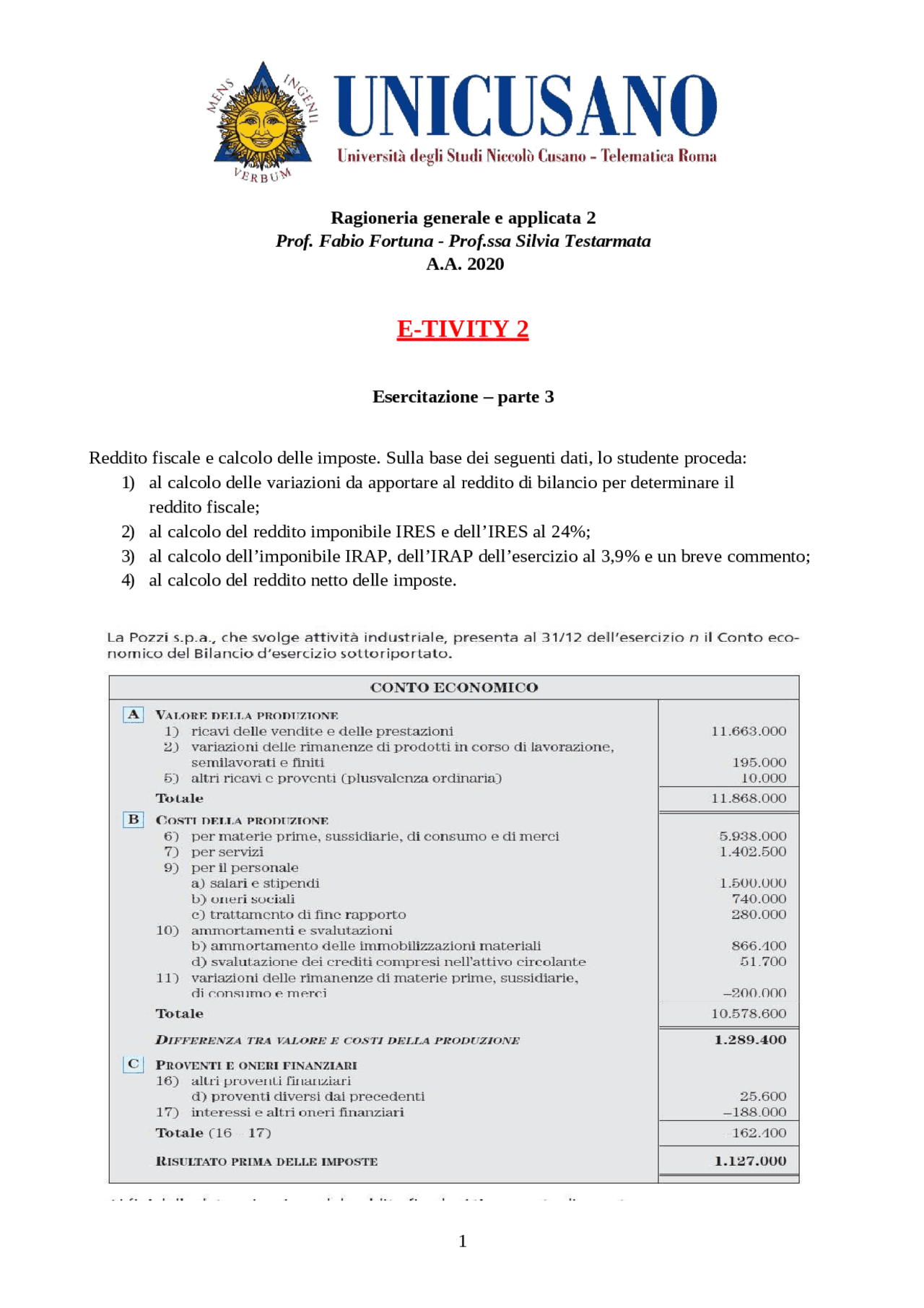 E Tivity N2 Ragioneria Generale E Applicata Ii Docsity