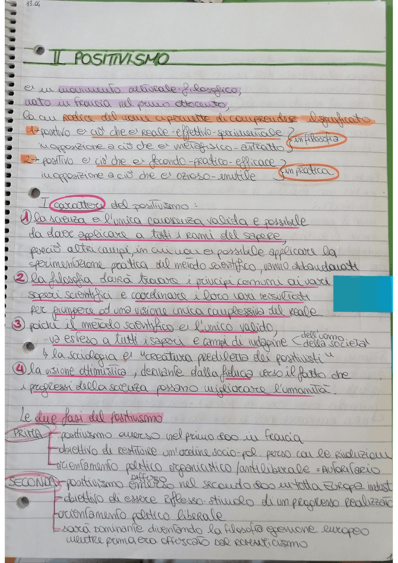 Appunti Positivismo E Comte Docsity