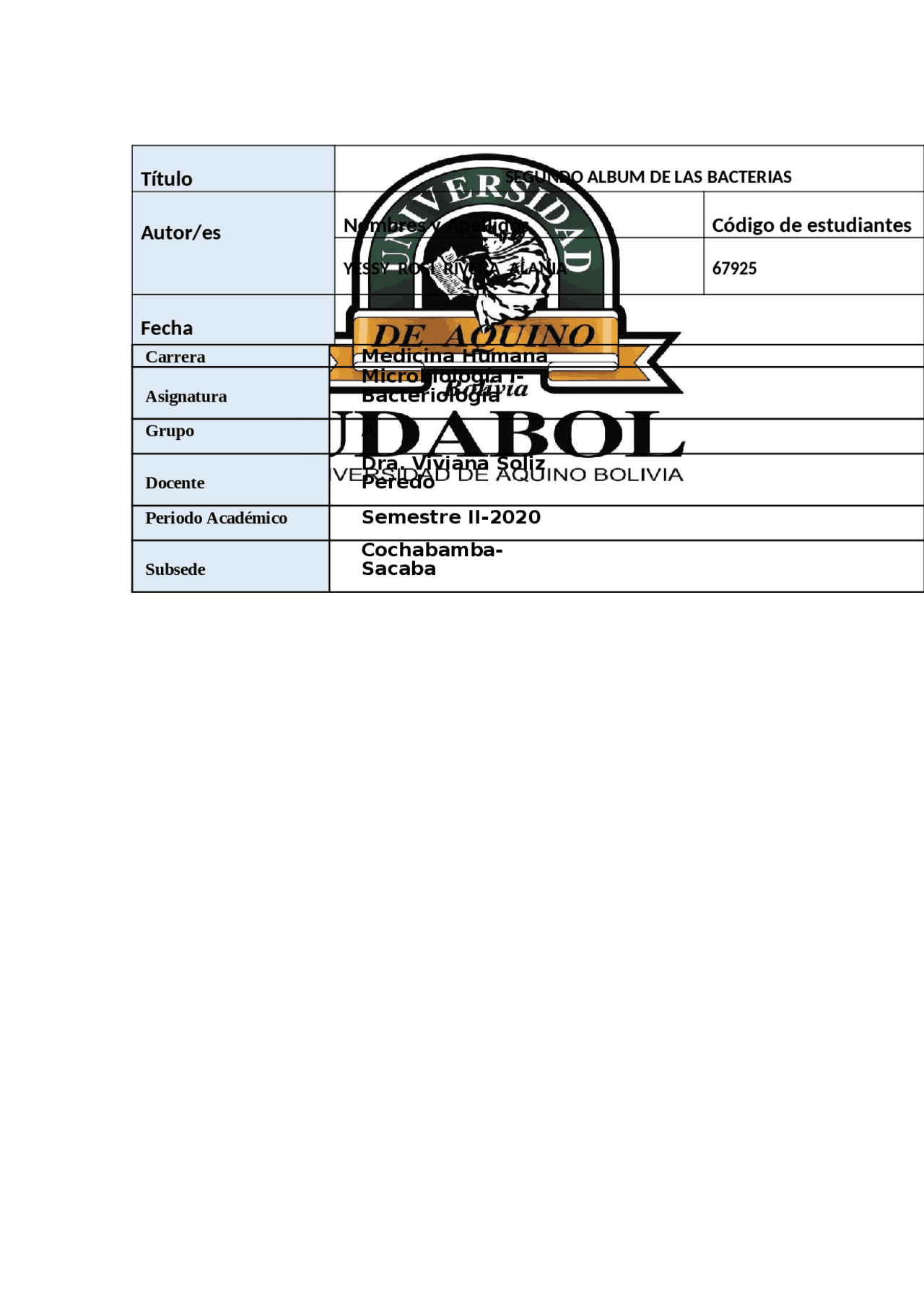 Segundo Parcial De álbum De Bacterias Docsity