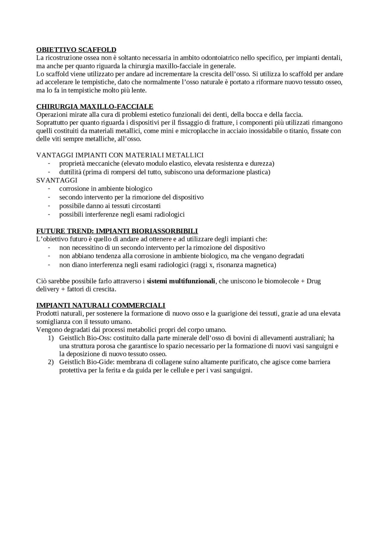 Riassunto Scaffold Per Chirurgia Maxillofacciale Docsity