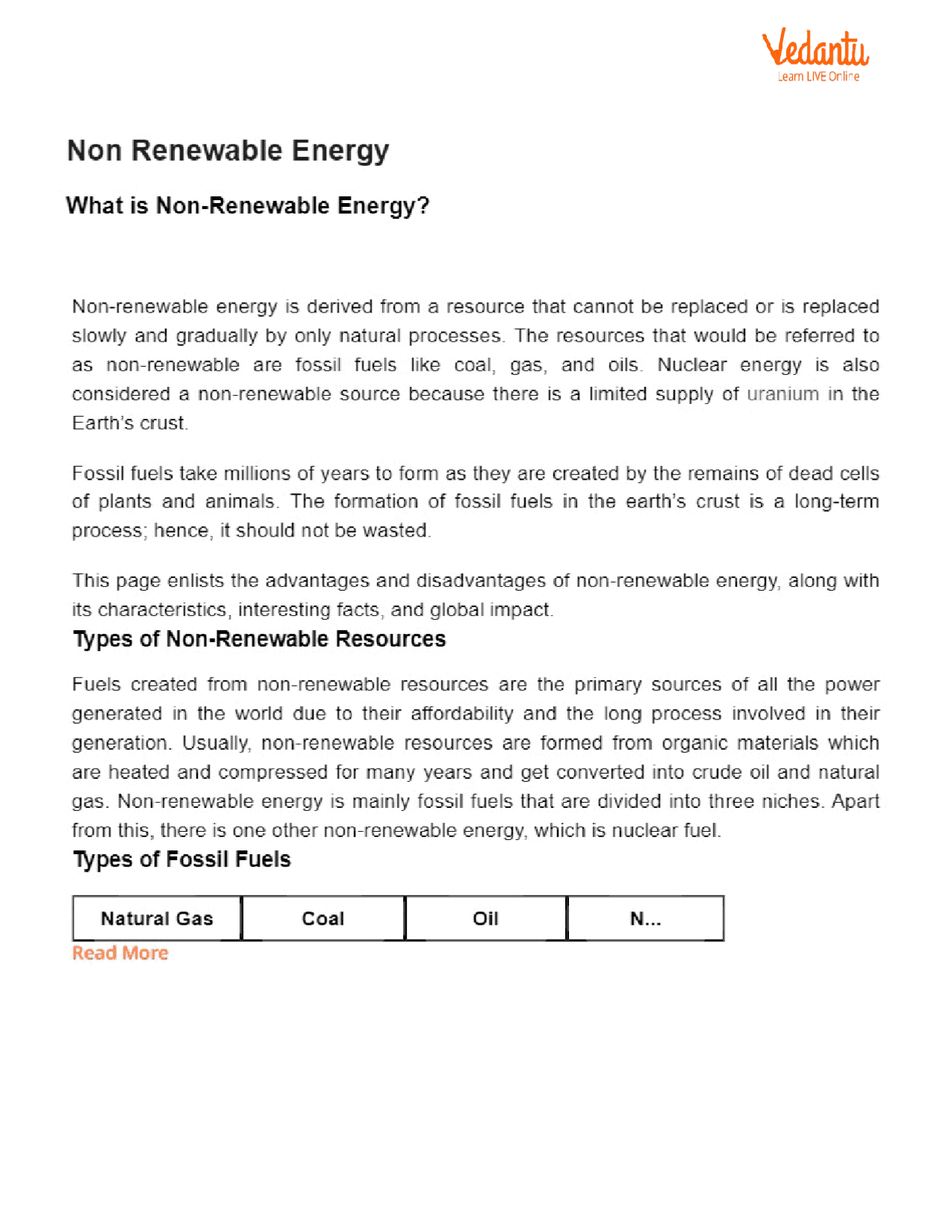 Note About Non Renewable Energy Docsity